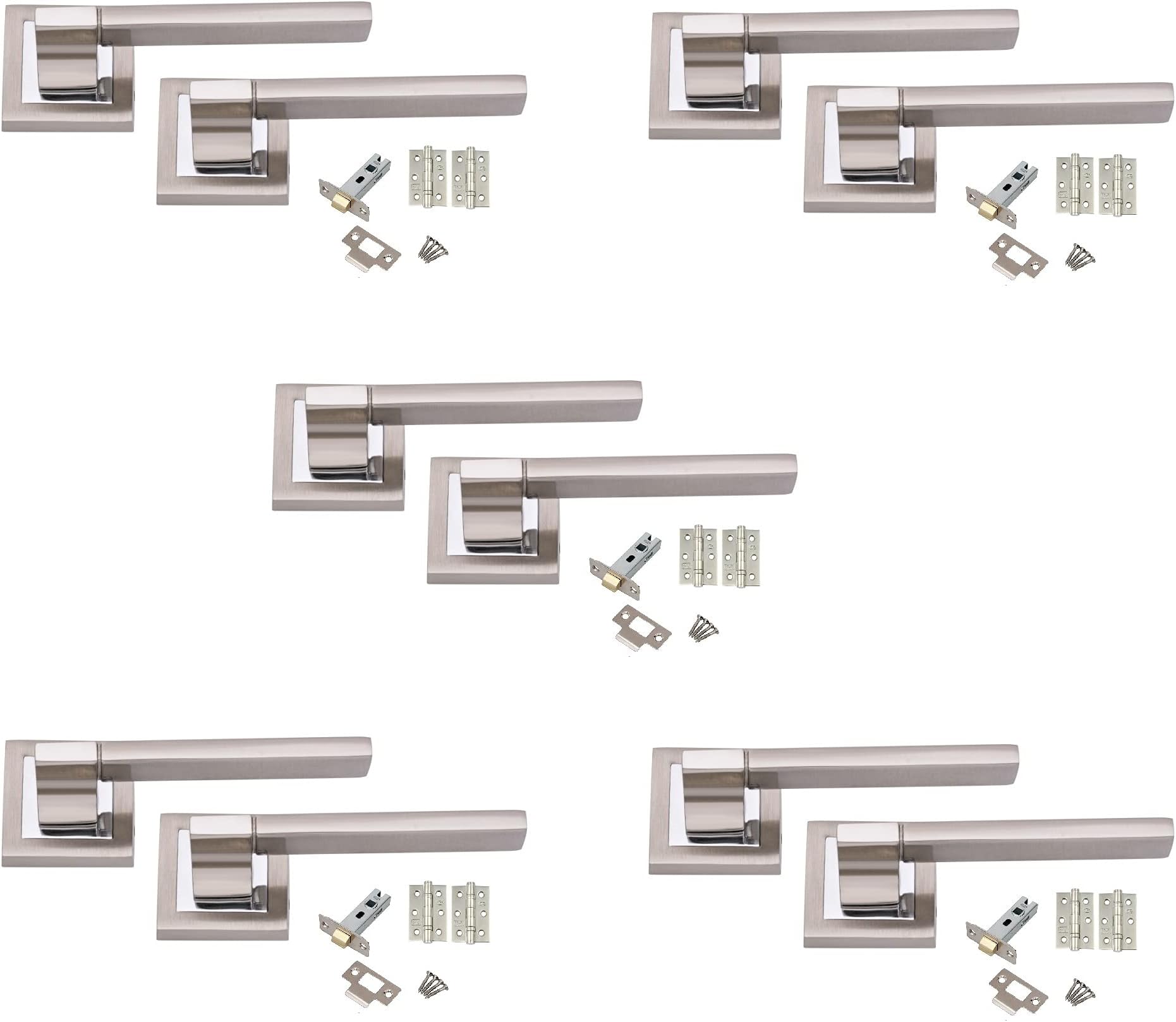 Square Duo Finish Chrome Door Handles on Rose H750062D - from Handle ...