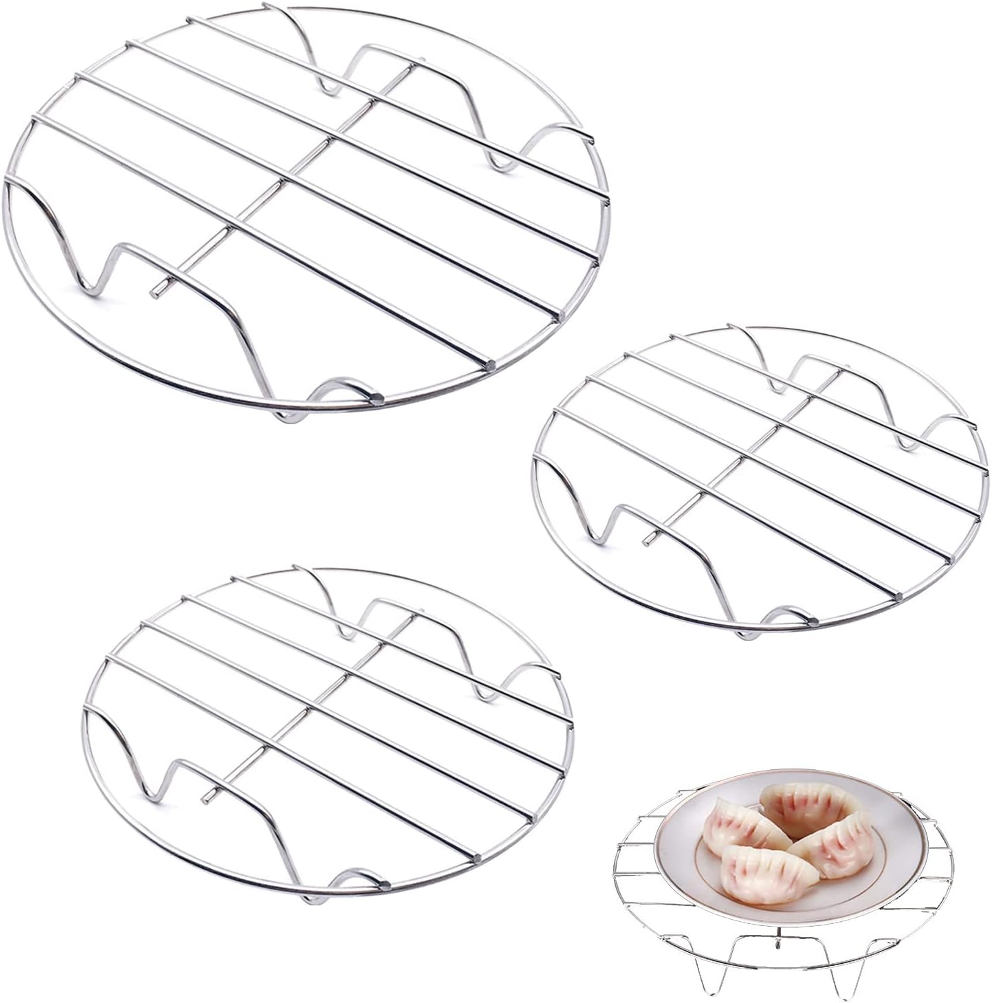 Lopsity 3PCS Round Cooking Rack Stainless Steel Roasting Baking ...