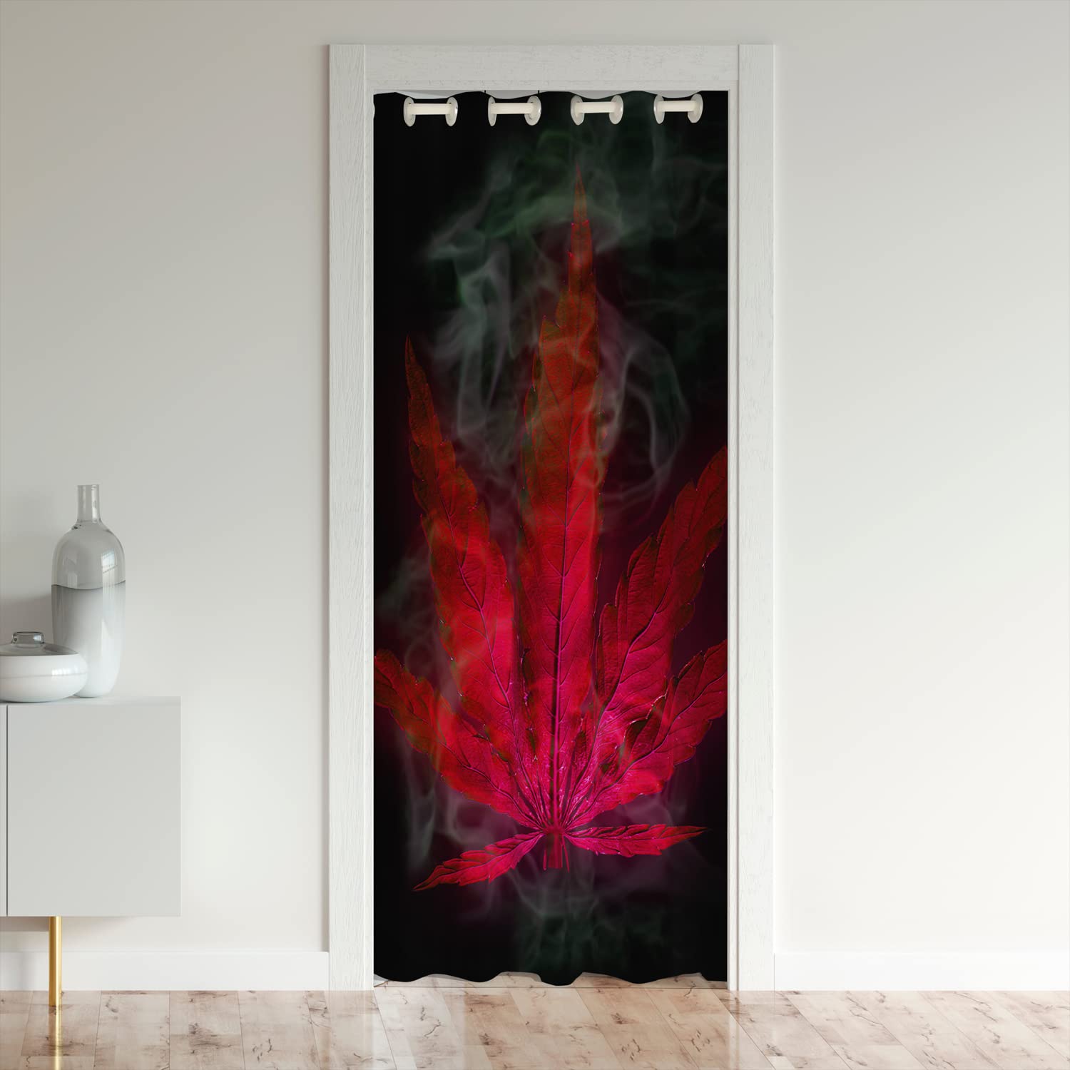 Amazon.com: Erosebridal Marijuana Weed Door Curtain 34" W X 80" L Red ...