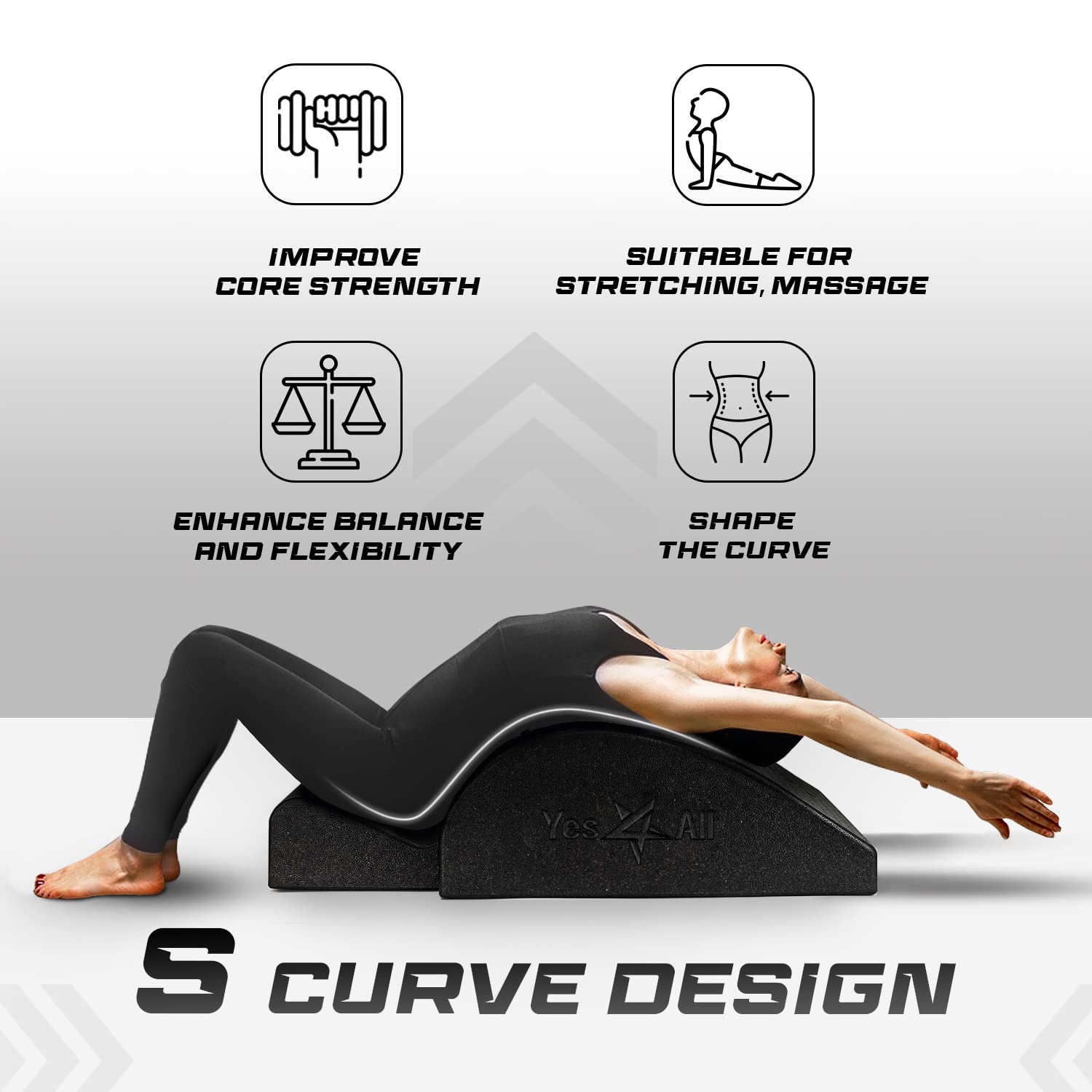 Yes4All Foldable EPP Spine Corrector, Pilates Arc Foam - Upgraded Size ...