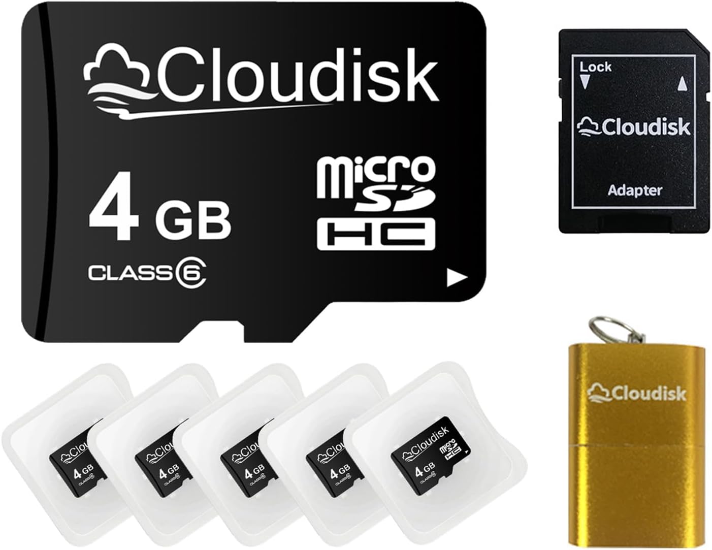 Cloudisk 5Pack Micro SD Card 4GB Flash Memory Card C6 Micro SDHC with ...