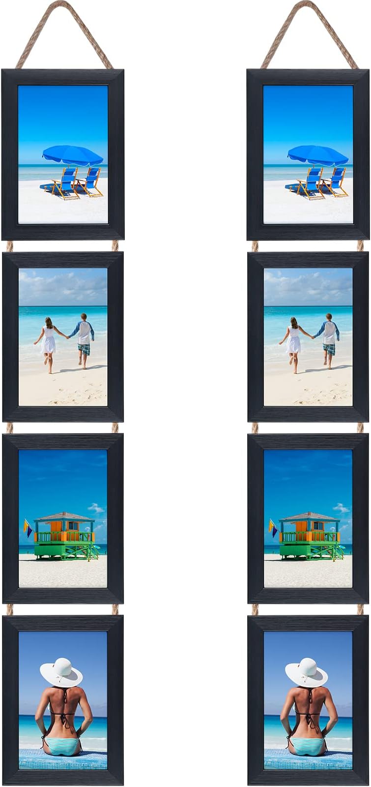EYMPEU Black Photo Frame 6x4 with Twine, Four Vertical Hanging Frames ...