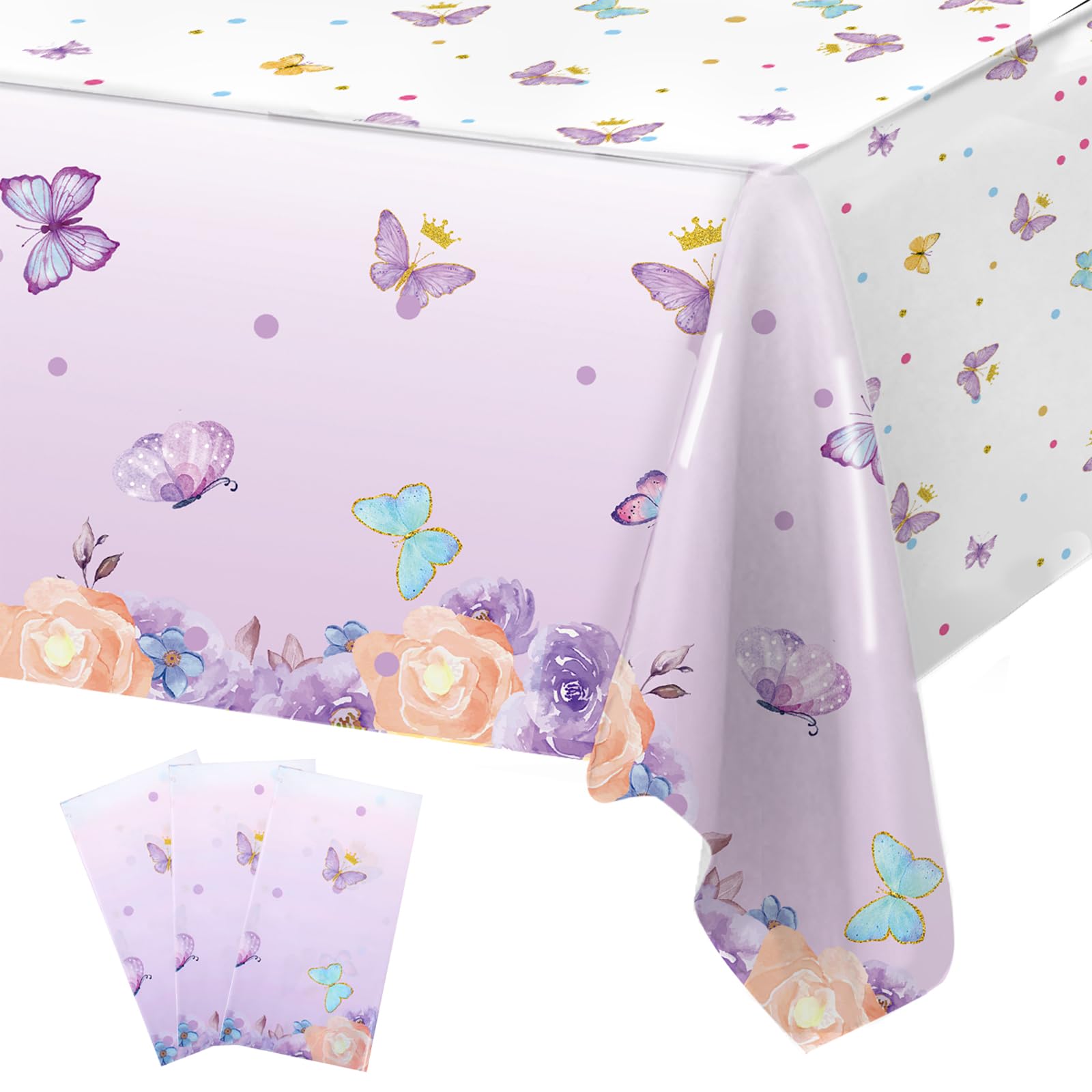 Amazon.com: Butterfly Birthday Decorations Disposable Tablecloths - 3 ...