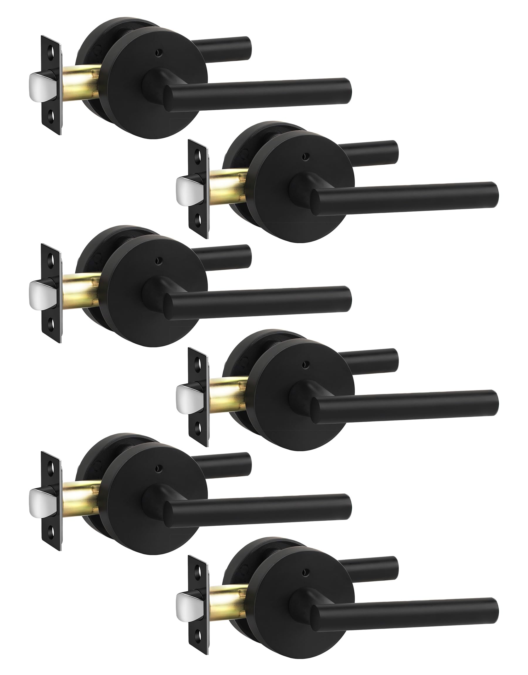 Lethato 6 Packs Black Door Handles Interior, Matte Black Interior Door ...