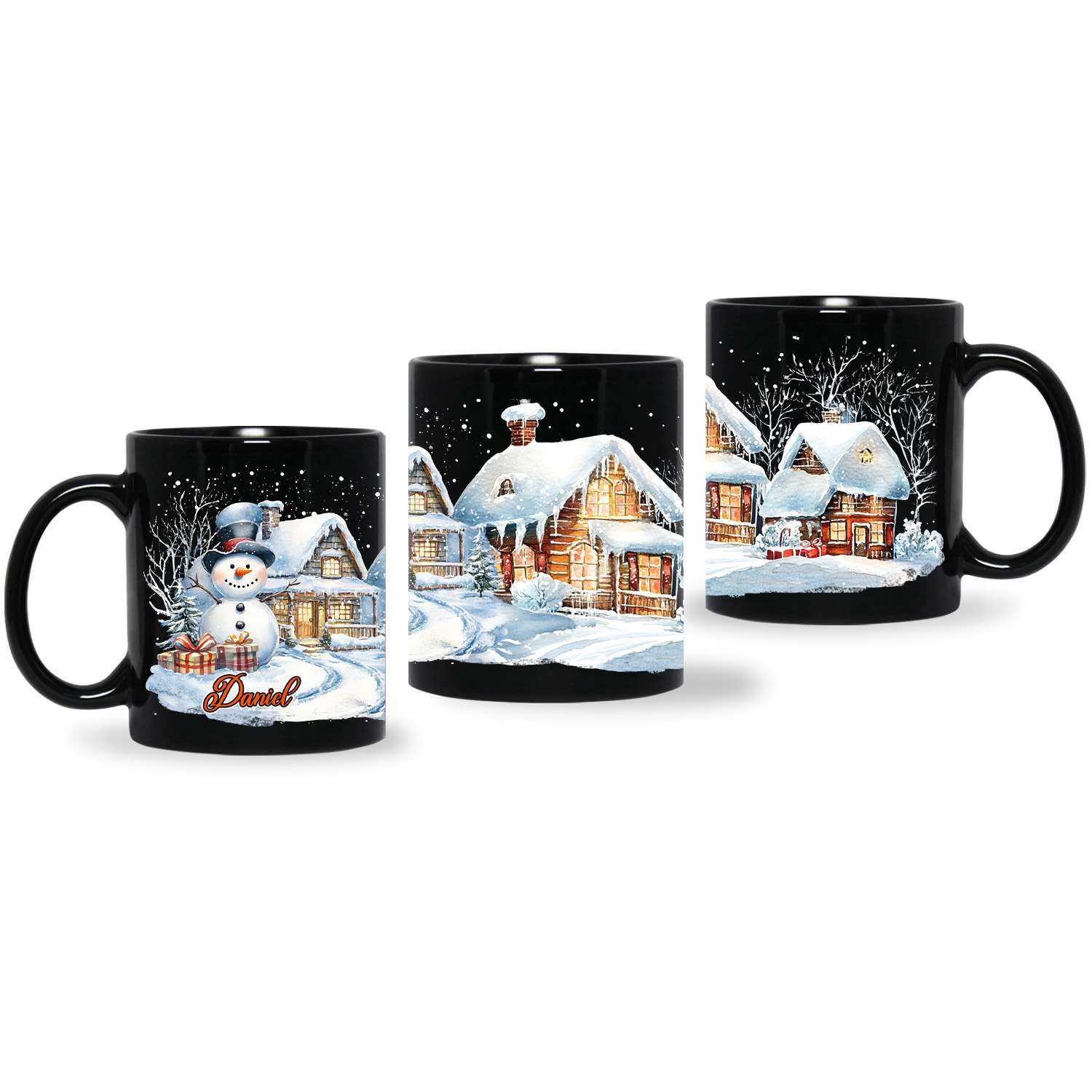Amazon.com: Custom Village Winter Coffee Mug With Snowman Design ...