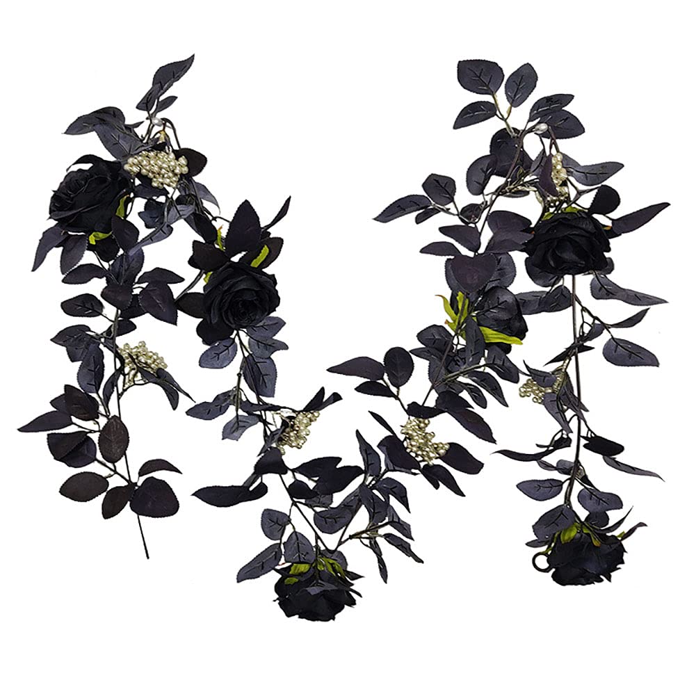 Amazon.com: Carriecur Halloween Black Artifical Garland Foliage Garland ...