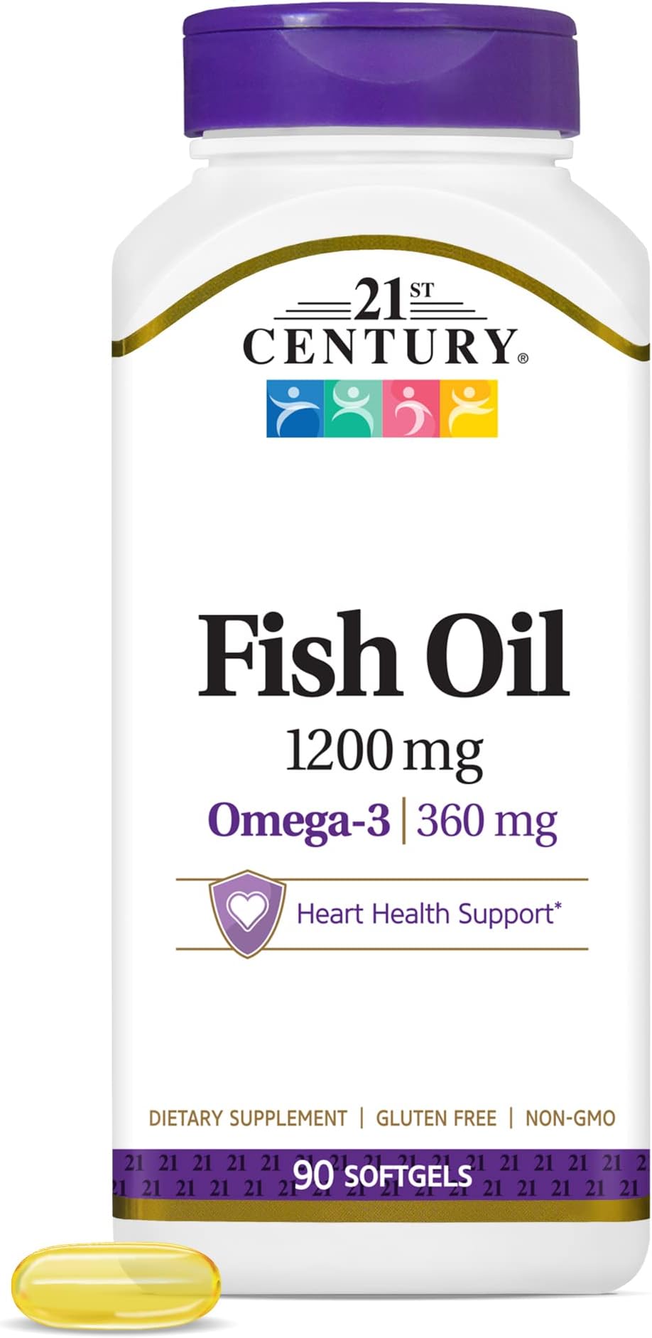 Amazon.com : Fish Oil 1000 mg 90 Enteric Coated Softgels, 21st Century ...