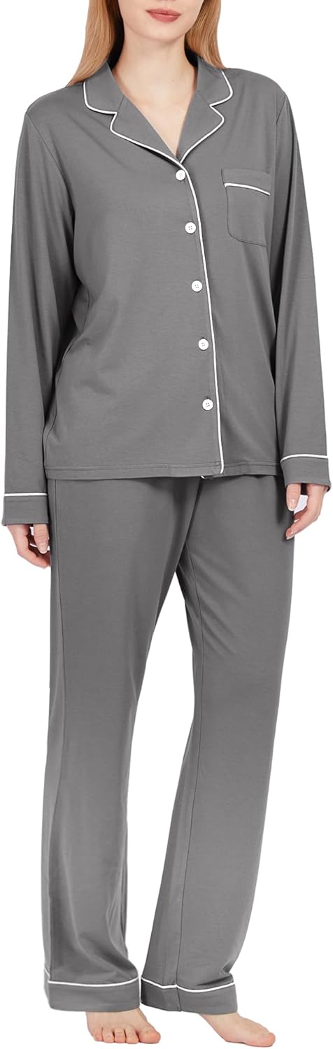 BAMBOO COOL Pajamas Set for Women Comfy Lounge Set Button Down ...