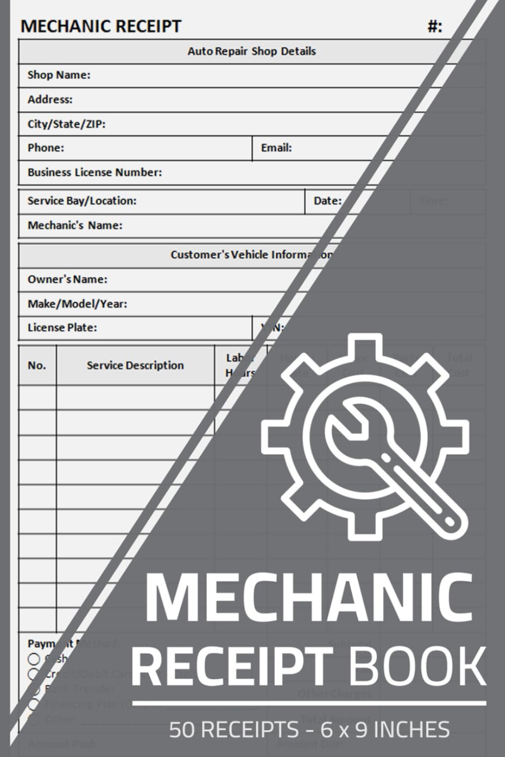 Mechanic Receipt Book: Automotive Repair Work Order Form | Auto Repair ...