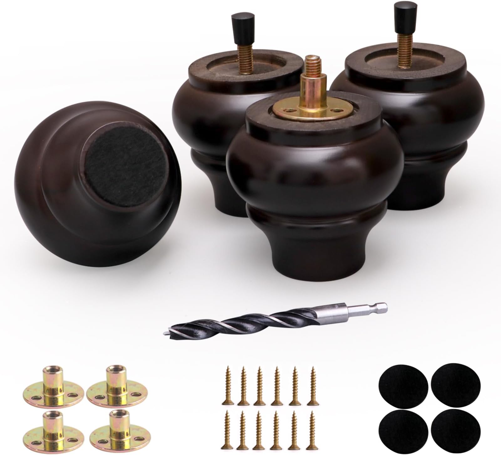 Amazon.com: 4.5 Inch Brown Bun Foot Sofa Legs, Set of 4 : Tools & Home ...