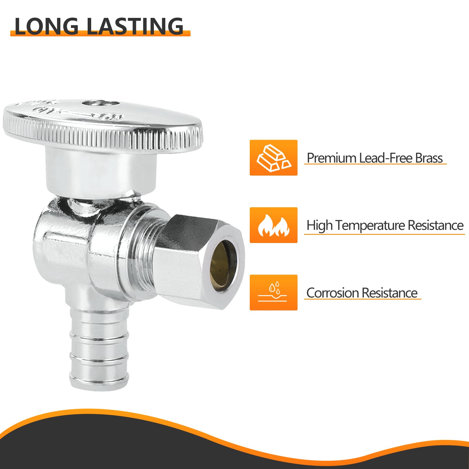 Snapklik.com : 10-PCs Pex Angle Stop Valve, 1/2" Pex X 3/8" OD ...
