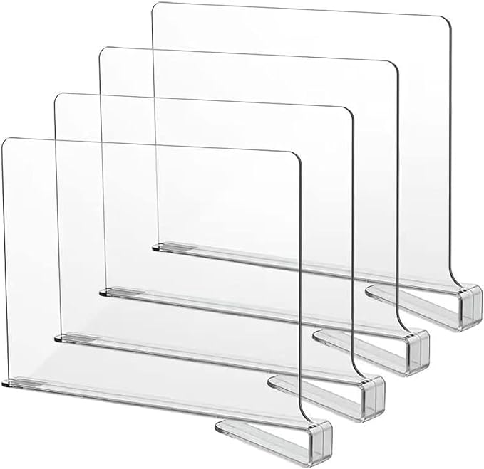 Amazon.com: LikeU Acrylic Shelf Dividers for Closets,4 PCS Wood Shelf ...