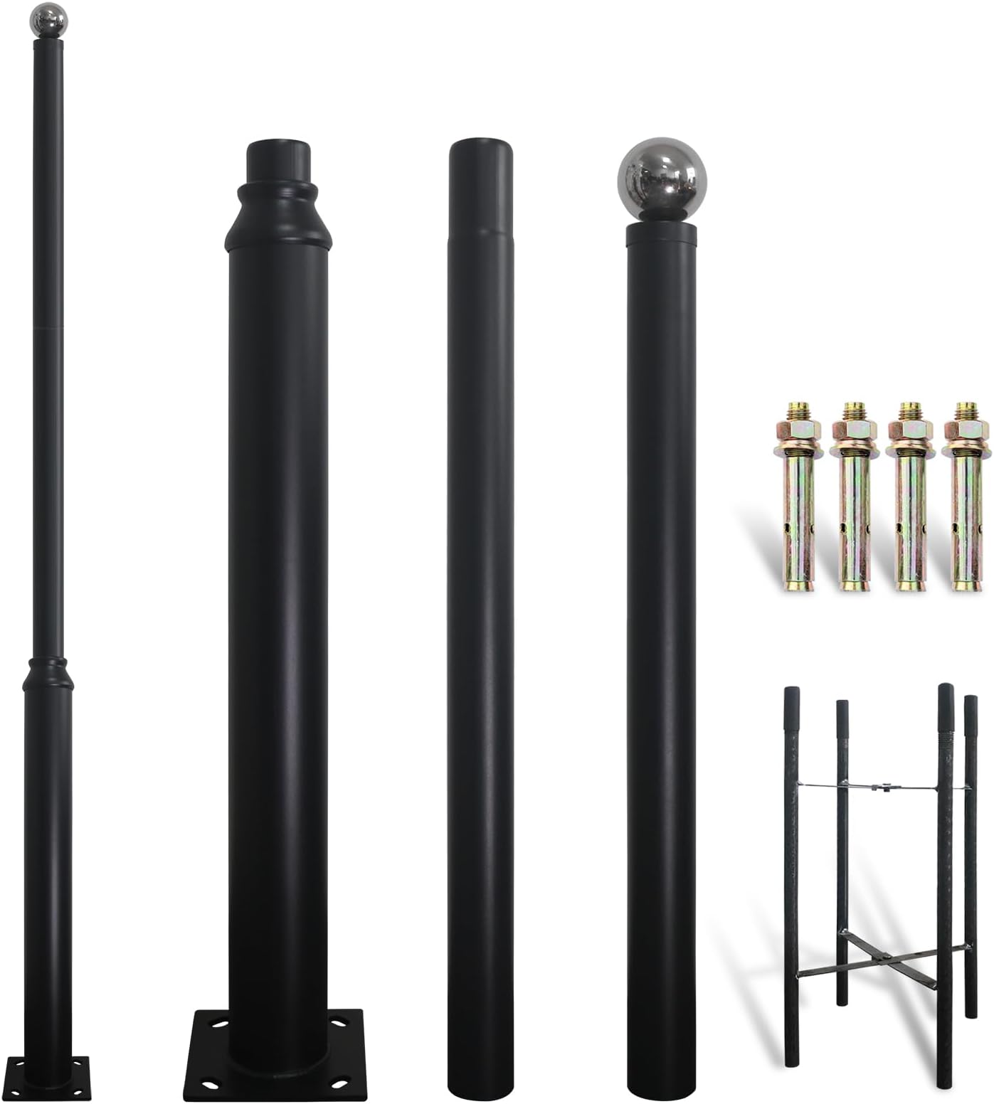 Street Light Pole 10Ft, Light Poles for Outside with Rebar cage,Solar ...