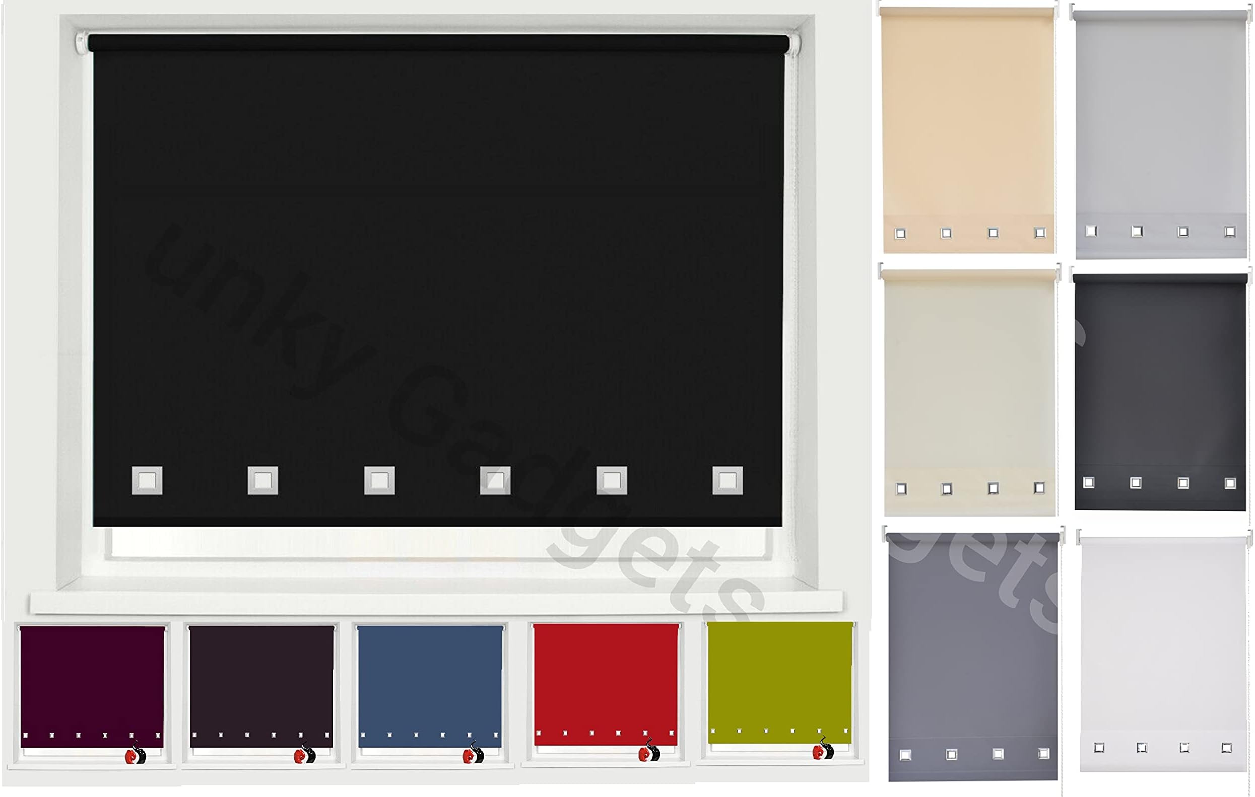 fine star ROLLER BLIND BLINDS CHROME SQUARE EYELET EDGE TRIMABLE WITH ...