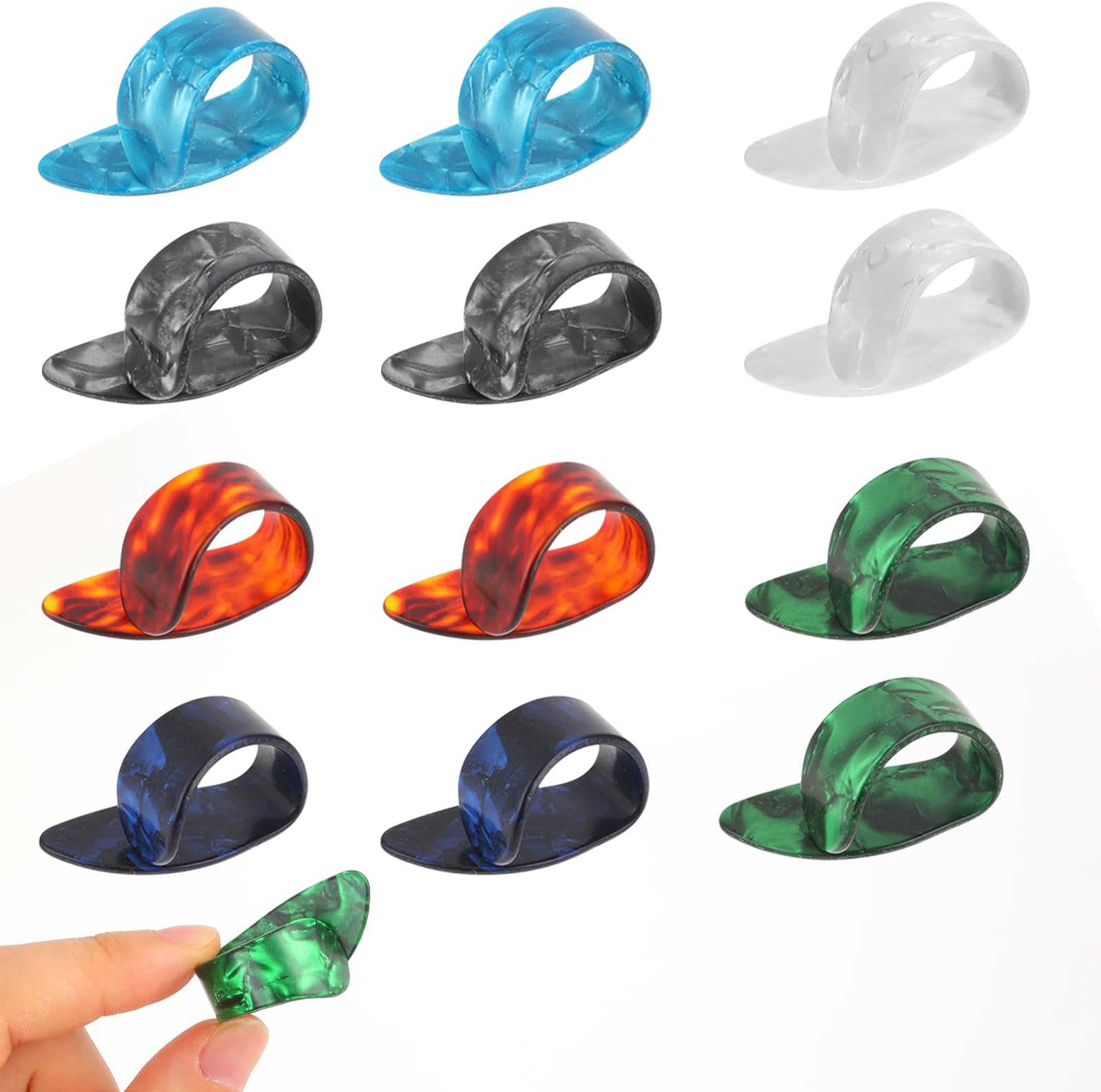 Amazon.com: 12pcs Thumb Picks Medium Finger Picks, 6 Colors Flat ...