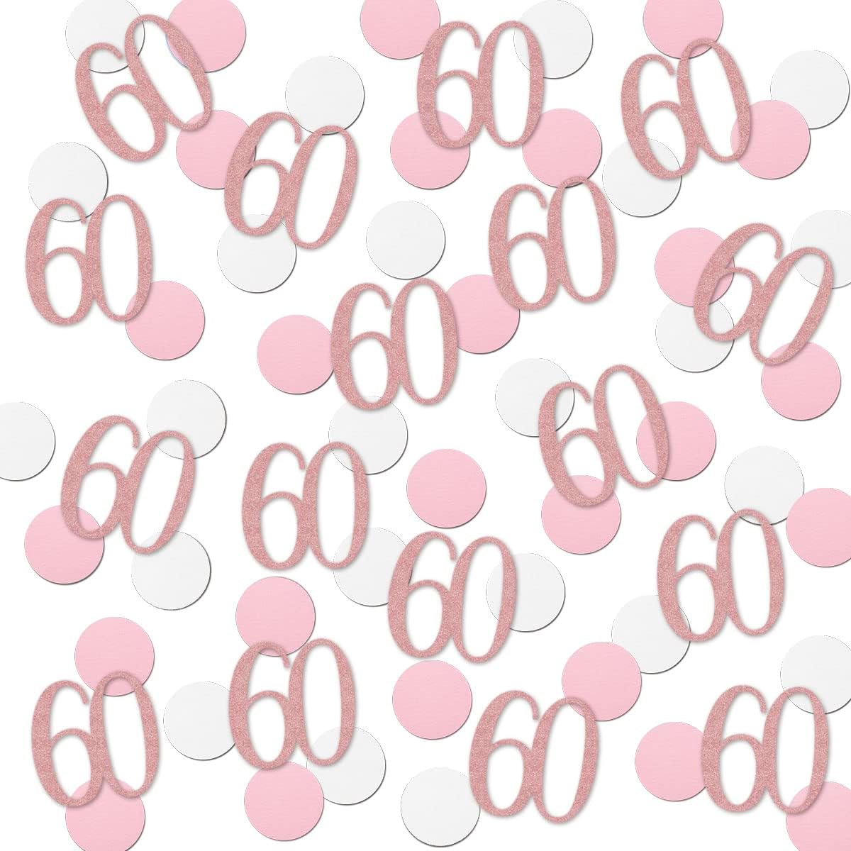 Amazon.com: Rose Gold 60 Confetti, 60th Glitter Birthday Number ...