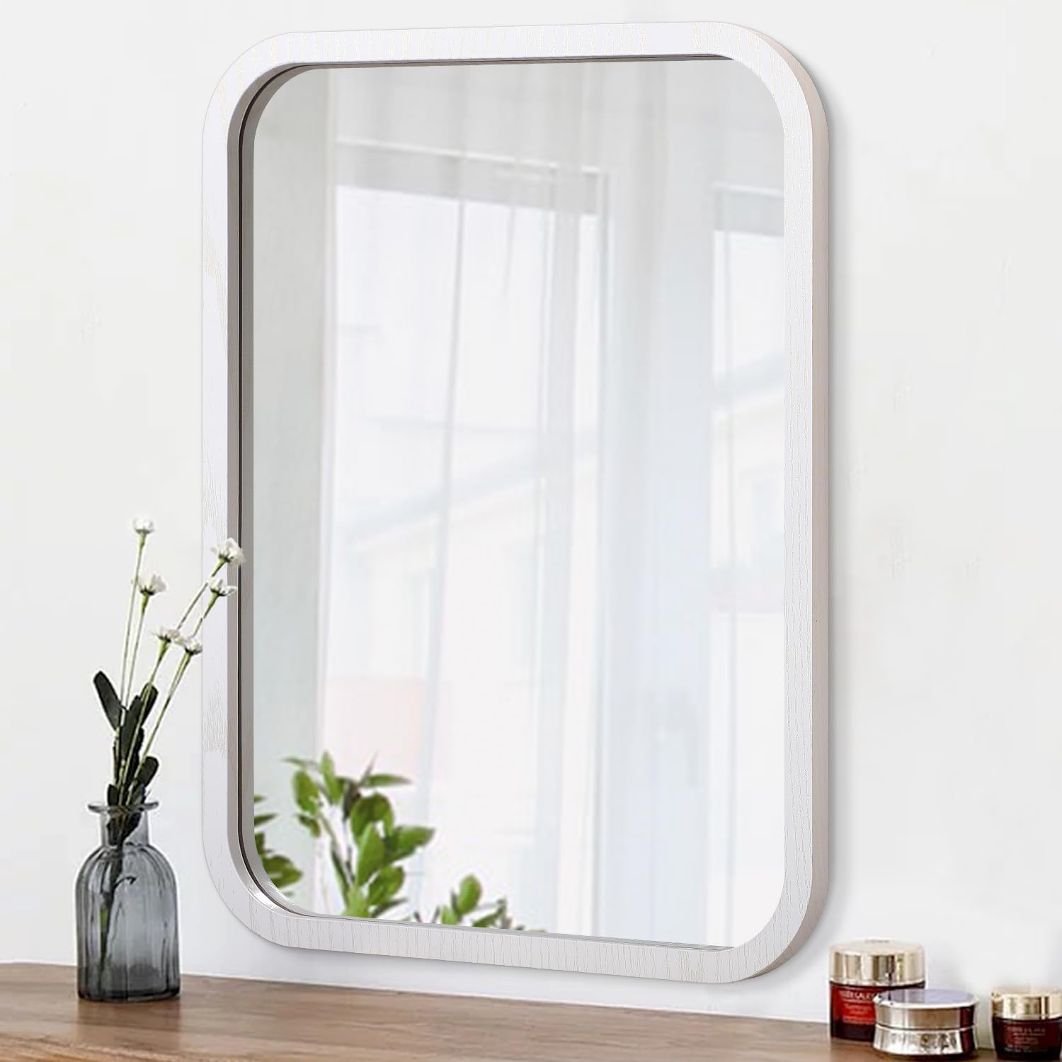 AOAOPQ White Rectangular Mirror Bathroom Mirror Vertical Framed Mirror ...