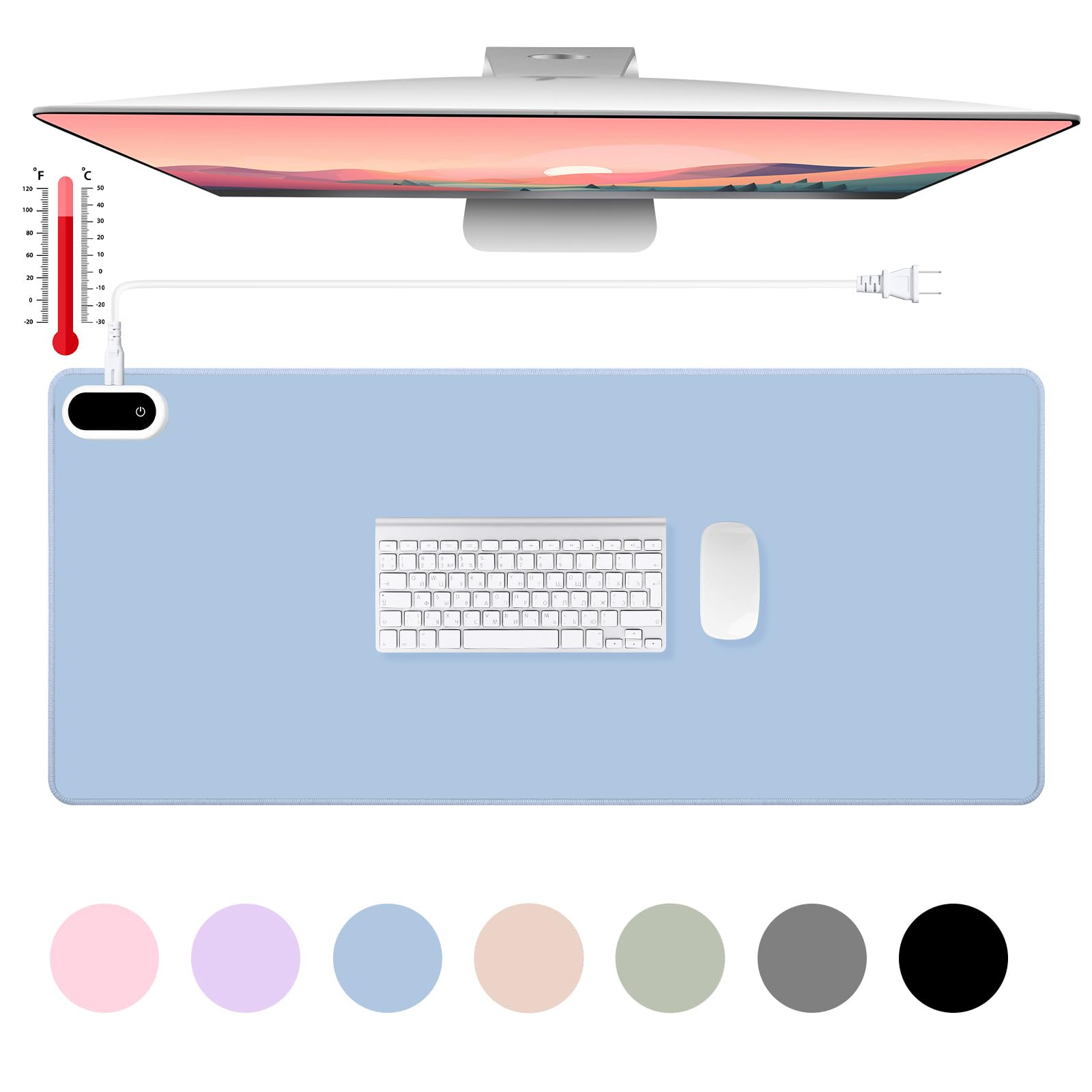 Amazon.com : Konohan Heated Large Desk Mat PU Leather Warm Mouse Pad ...