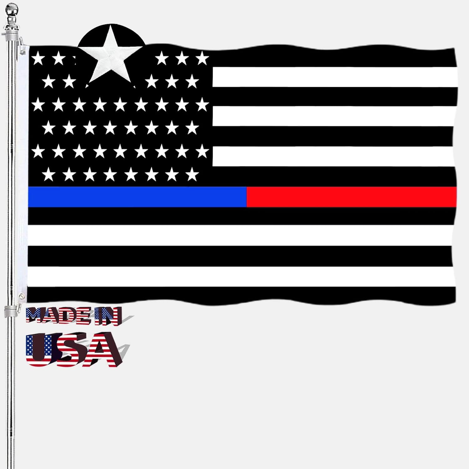 Amazon.com : Thin Red Blue Line Flag 3x5 Police Fire American Flag ...