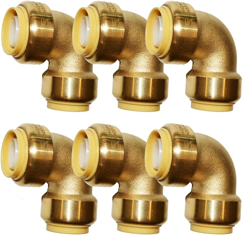 Amazon.com: 10 Pcs. XFITTING 1/2" X 1/2" Push Fit Elbow, Brass ...