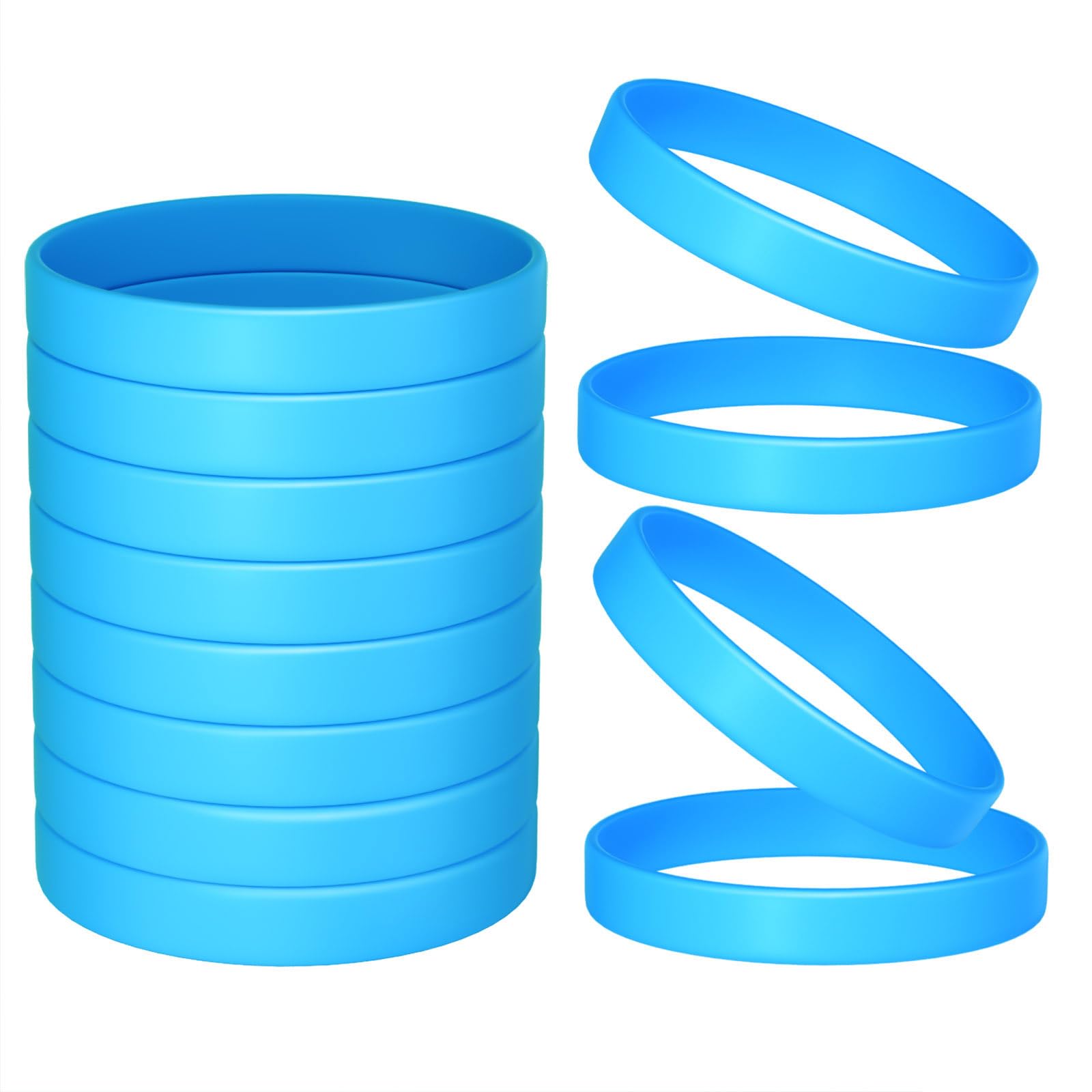 Amazon.com : Morcheiong 12 Pieces Silicone Bracelets- Light-Blue Color ...