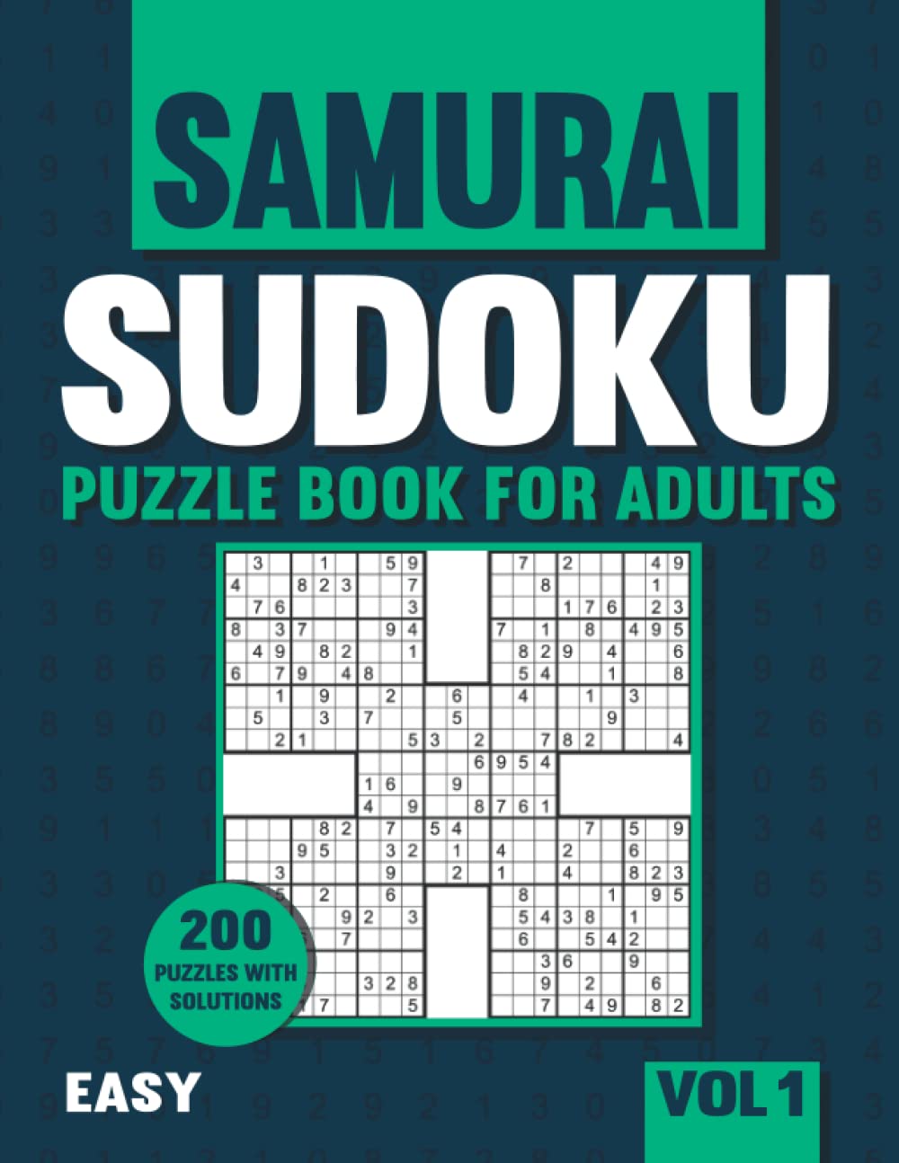 Samurai Sudoku Puzzle Book for Adults: 200 Easy Samurai Sudoku Puzzles ...