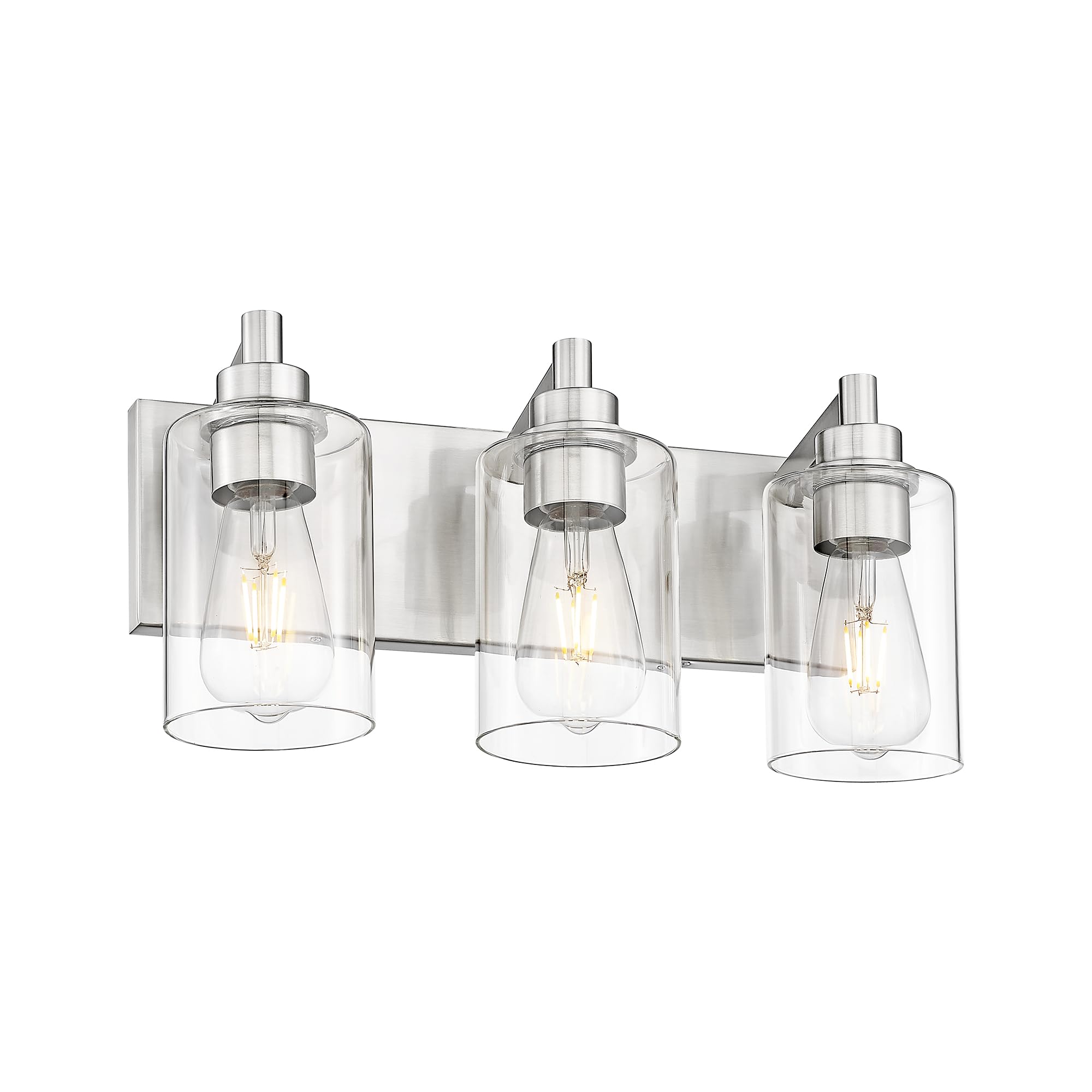 METWET 3-Light Bathroom Light Fixtures, Brushed Nickel Vanity Light ...