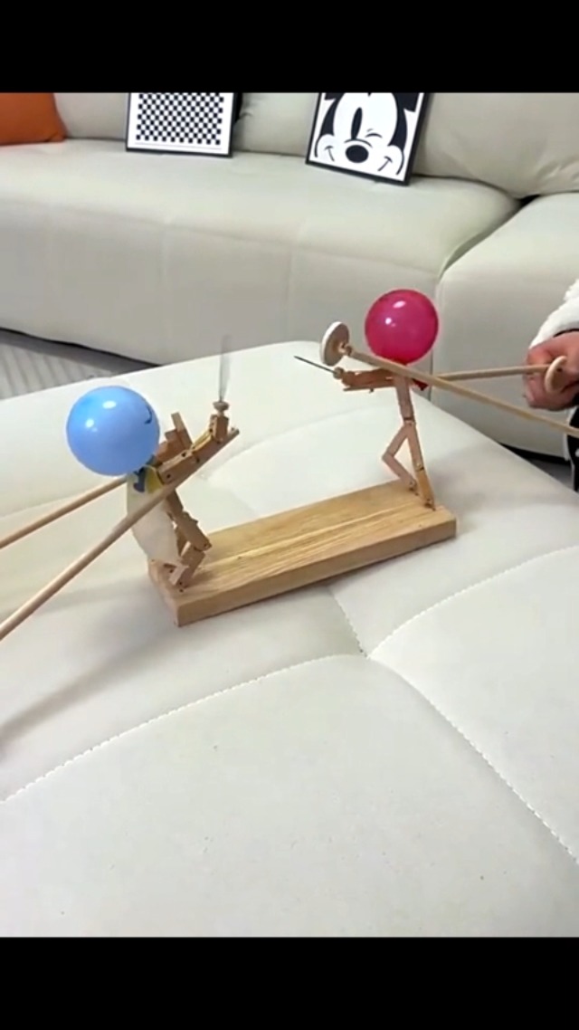Watch Wooden Fencing Puppets Toy Popping Game Balloon War on Amazon Live