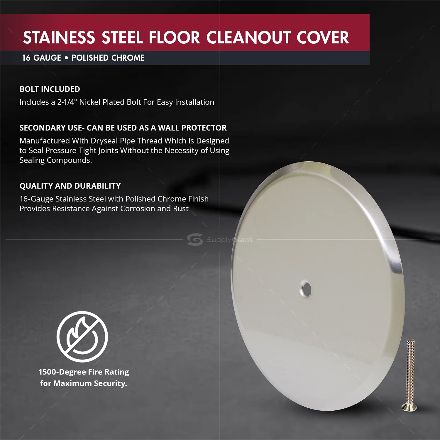 Snapklik.com : Supply Giant Floor Cleanout Cover Plate