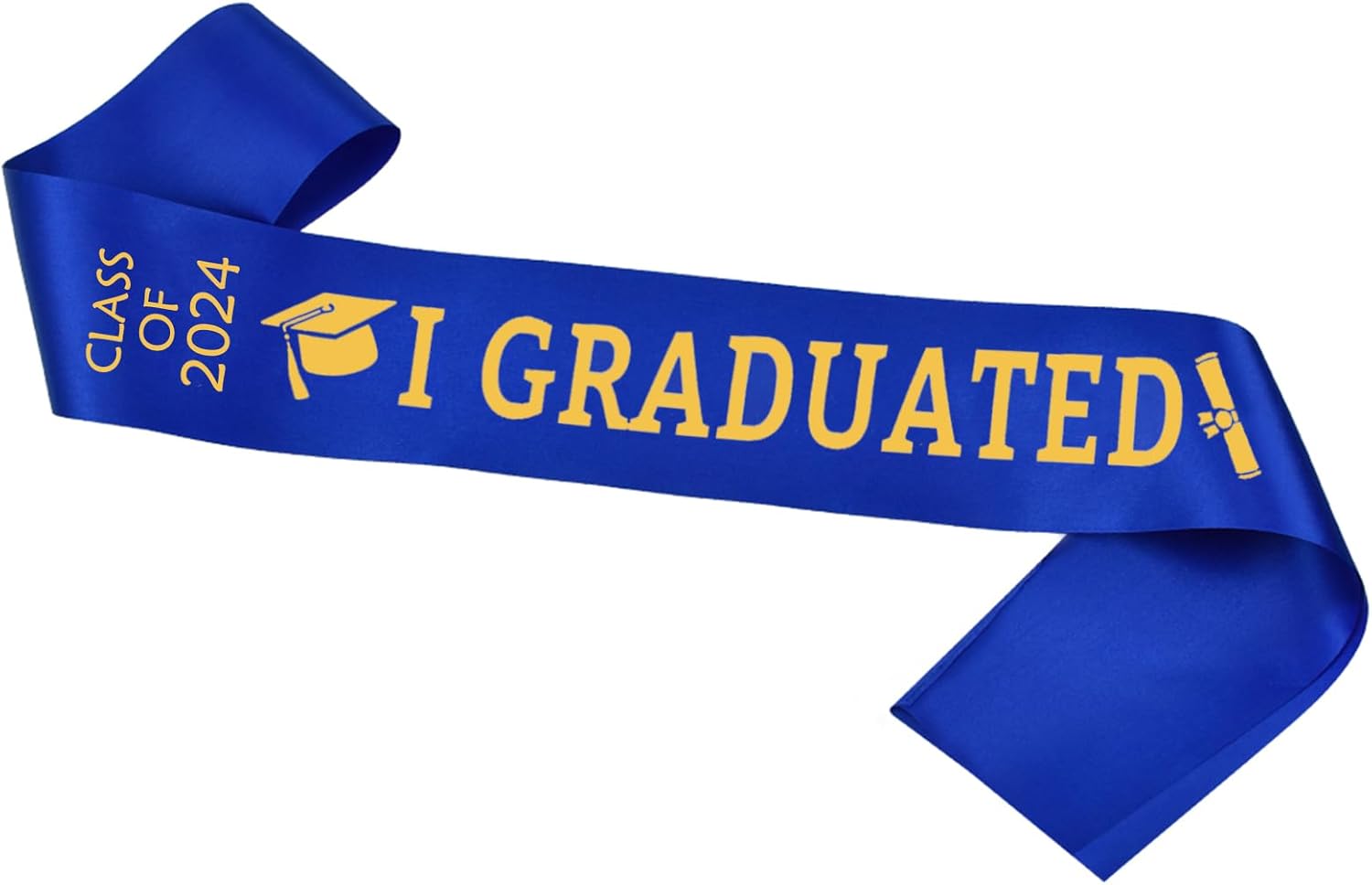 JOJO FLY Blue Graduation Sash with Gold Glitter Australia | Ubuy