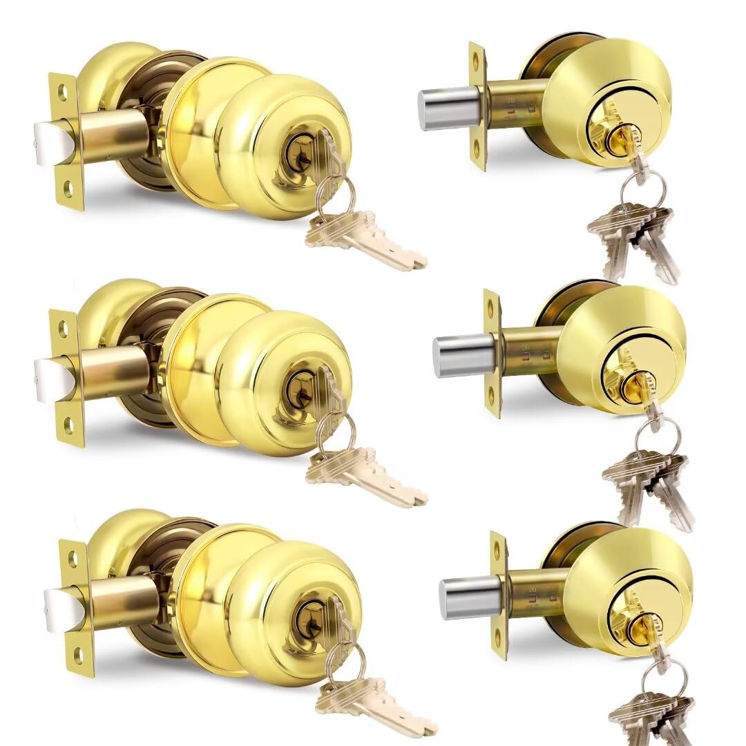 Snapklik.com : NIZADO 3 Pack Entry Door Knob And Deadbolt Lock Set