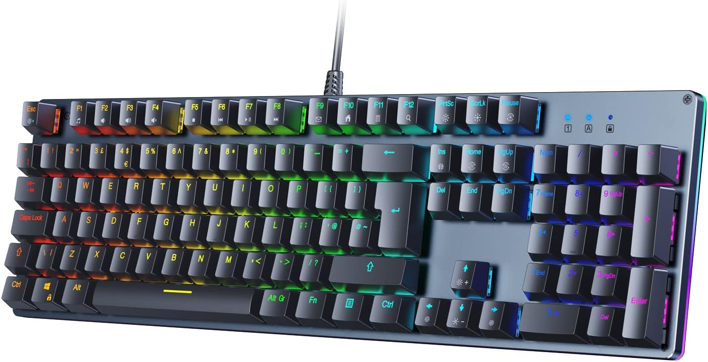 Amazon.com: Mechanical Keyboard RGB 104 Keys LED Backlit Wired Gaming ...