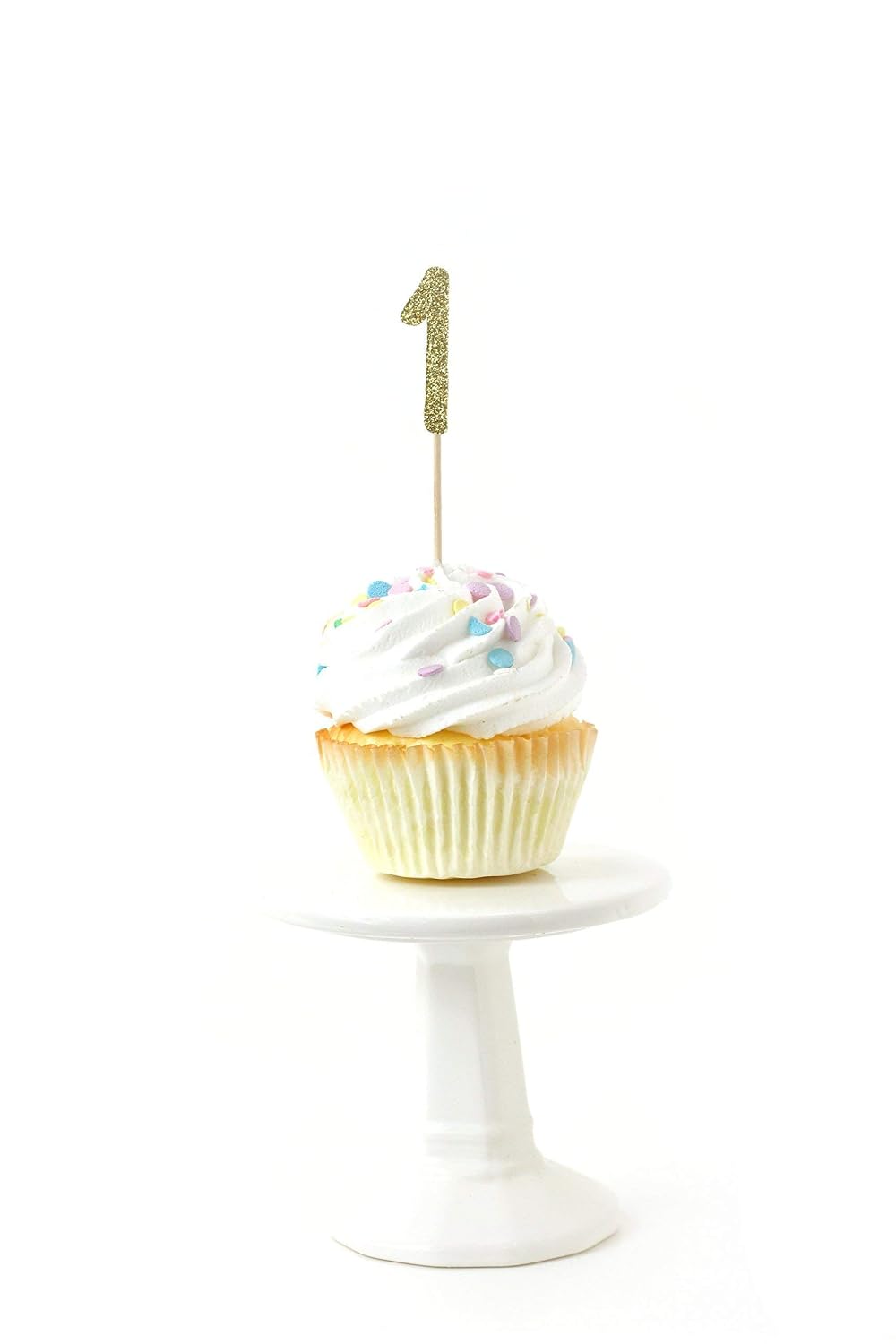 Amazon.com: Number 1 Gold Glitter Cupcake Toothpick Toppers : Grocery ...