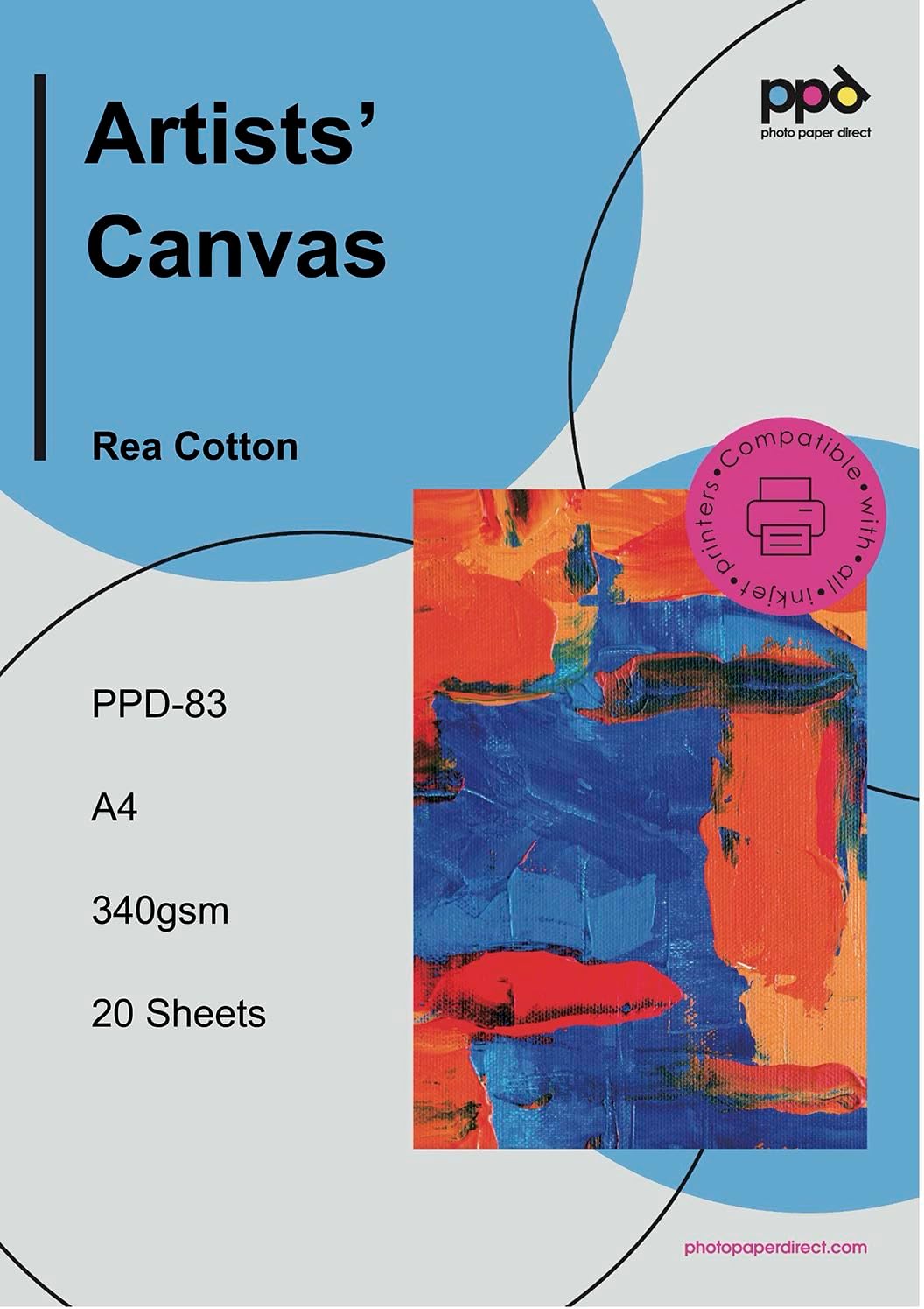 PPD A4 x 10 Inkjet True Art Matt Canvas - 100% Cotton Fine Art Textured ...