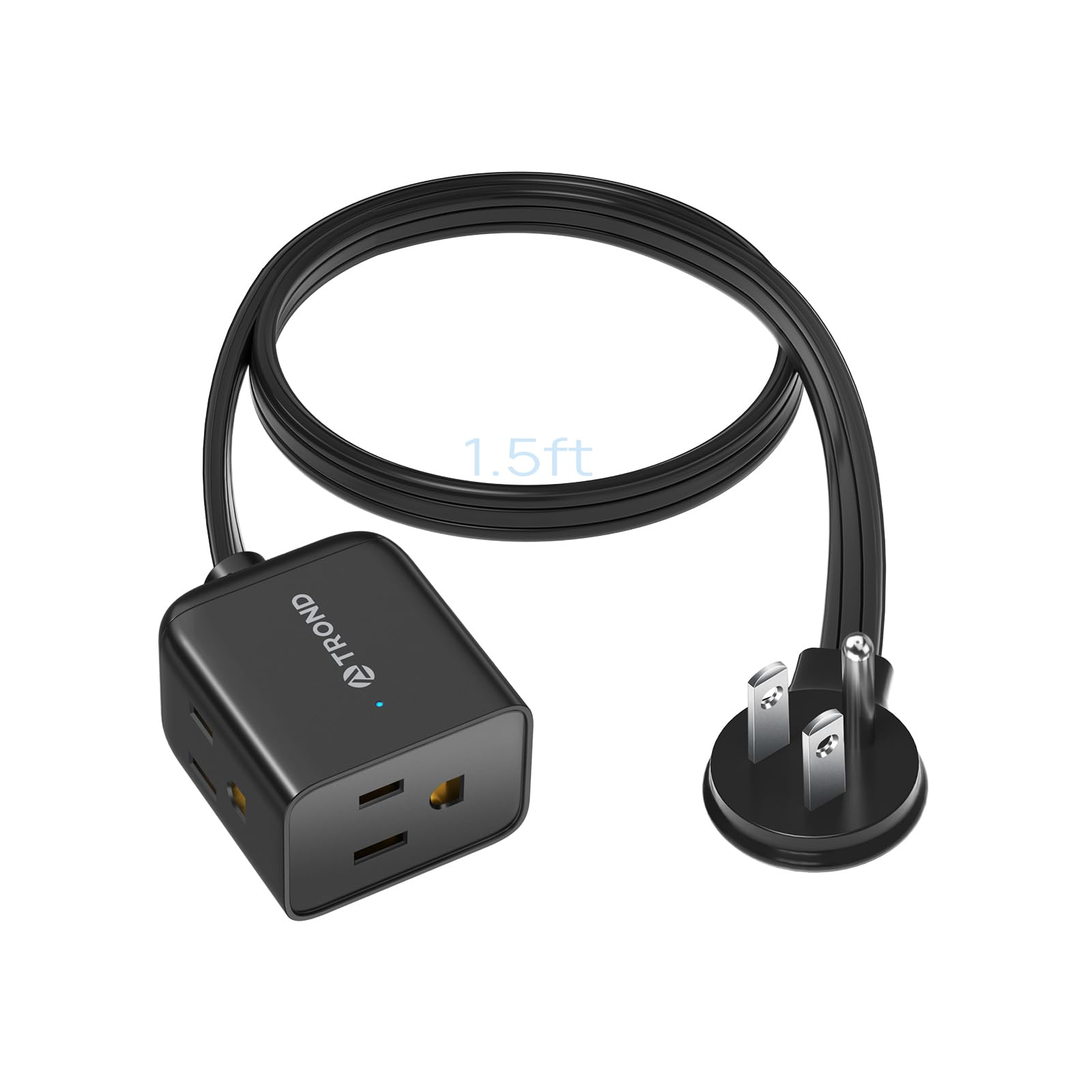 Snapklik.com : TROND Short Flat Extension Cord 1.5ft - Left Angled Flat ...