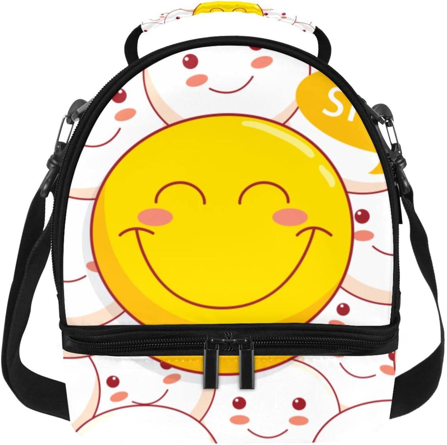 Double Decker Lunch Bag Insulated Lunch Box Funny Emoticon Emoticon ...