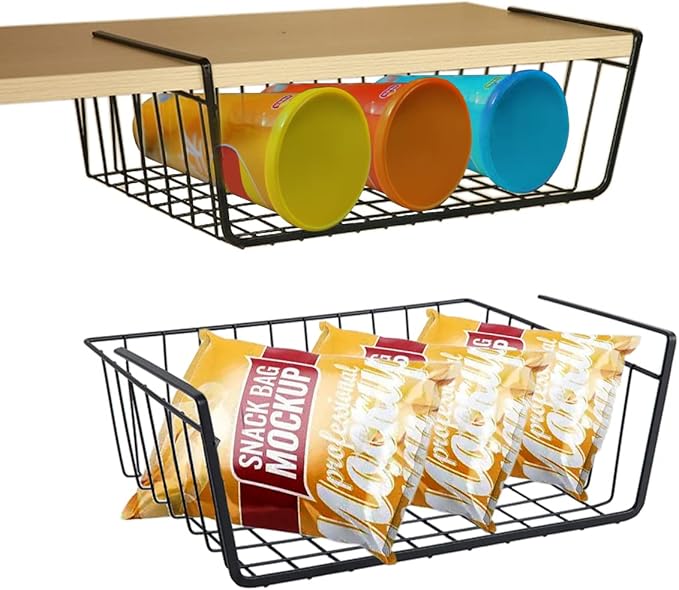Amazon.com - Hanging Under Shelf Storage Basket, 2 Pack Under Cabinet ...
