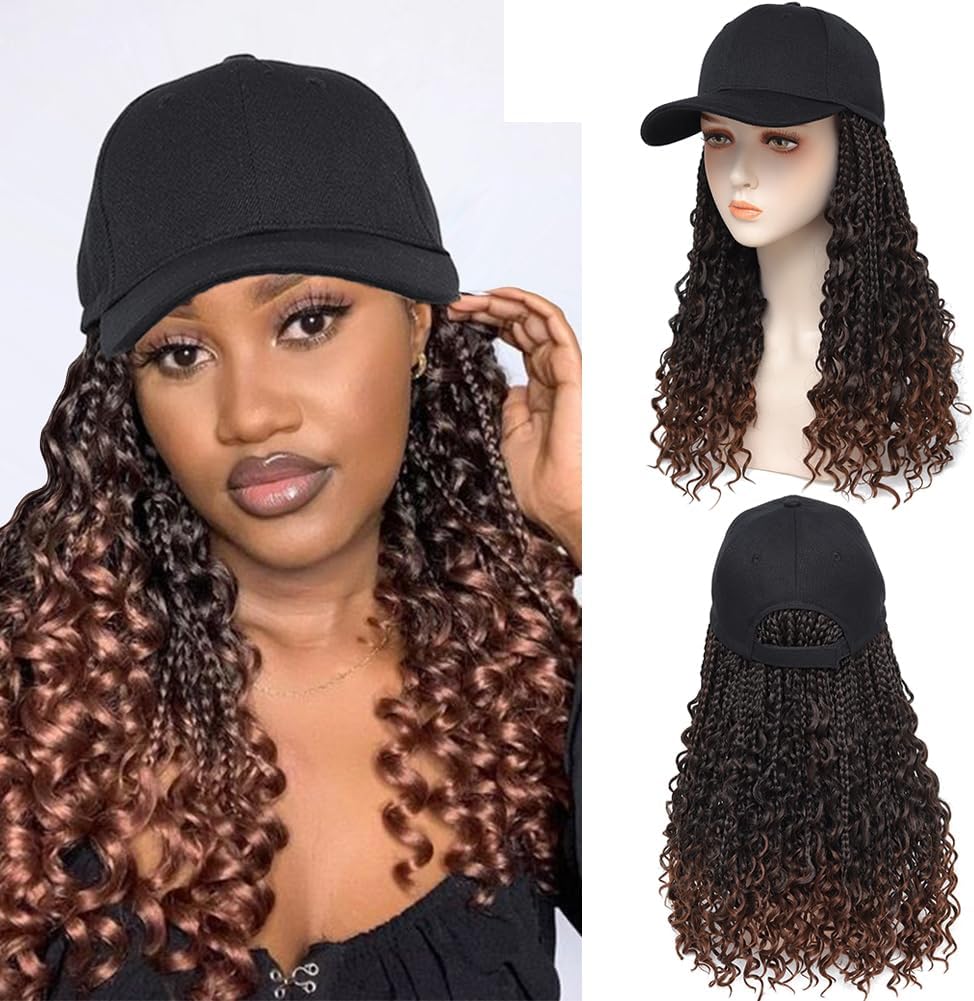 Amazon.com : GUOJIAN Goddess Box Braiding Baseball Cap Wig Bohemian ...