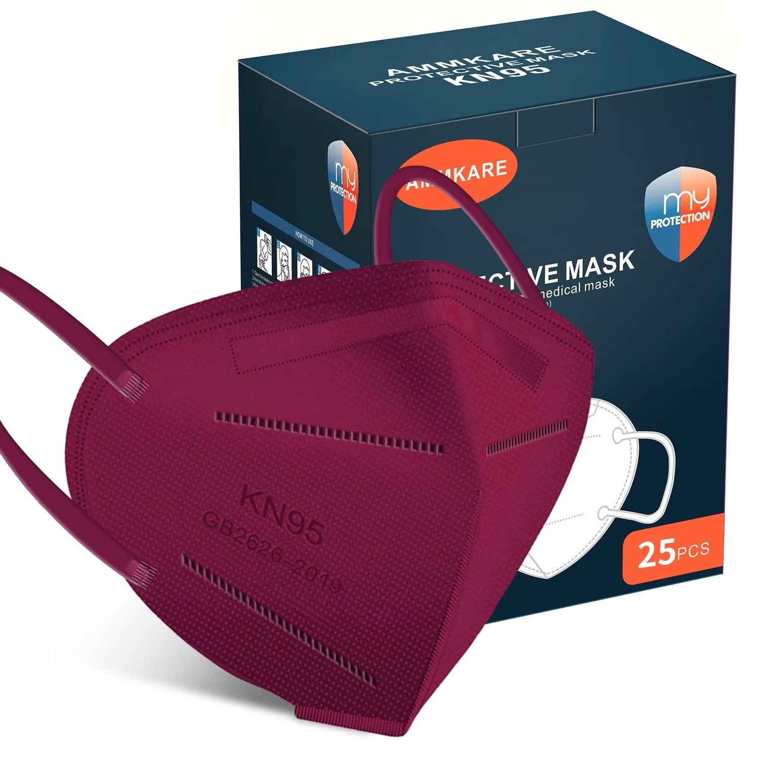 ammkare KN95 Face Masks 25 PCS for Adults 5-Ply Breathable and ...