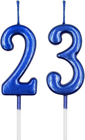 Amazon.com: 23rd & 32nd Birthday Candles, Blue Number 23 32 Candle for ...