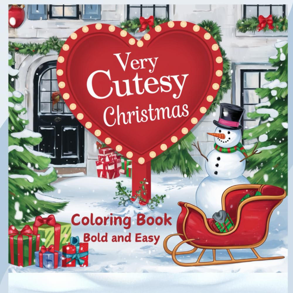 Amazon.com: Very Cutesy Christmas Coloring Book, Bold and Easy: 40 ...