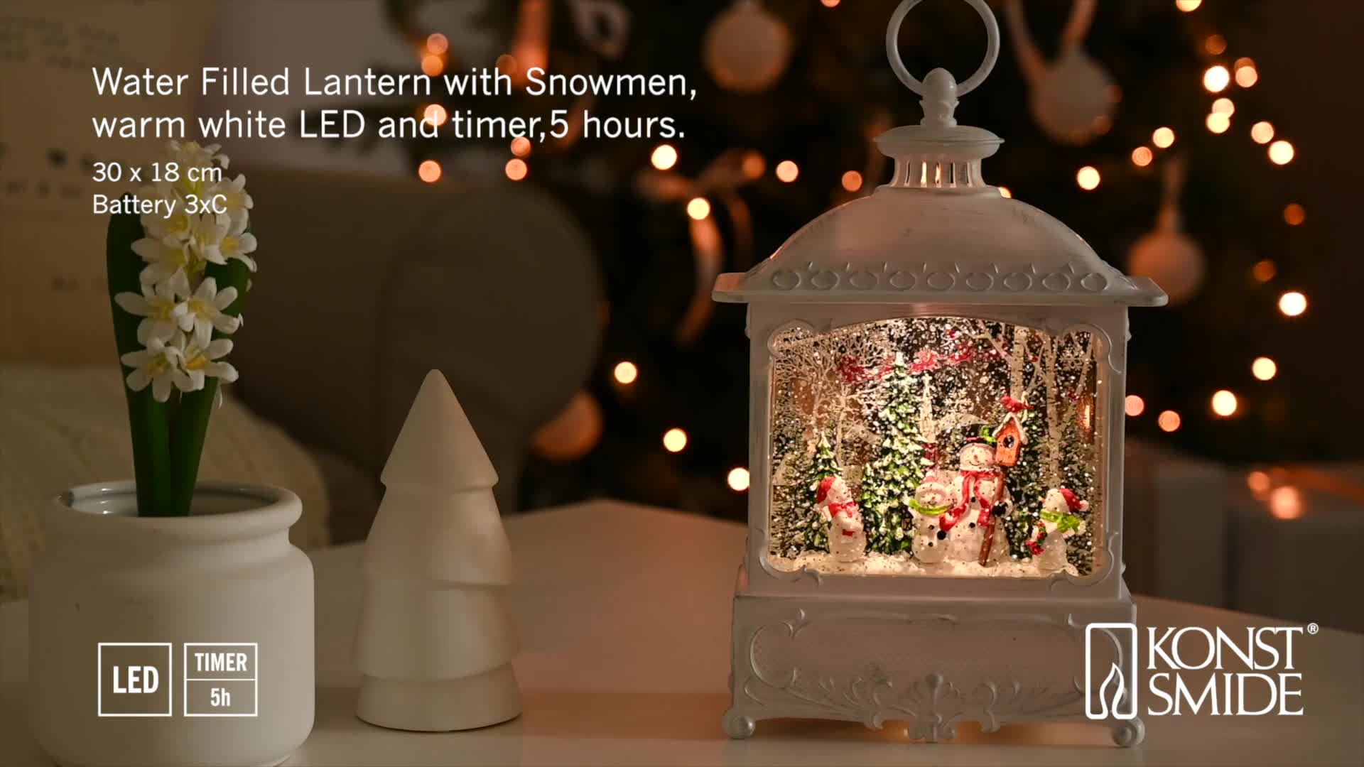 Christmas Snow Globe Konstsmide 4283-200 LED Water Lantern, Robin In ...