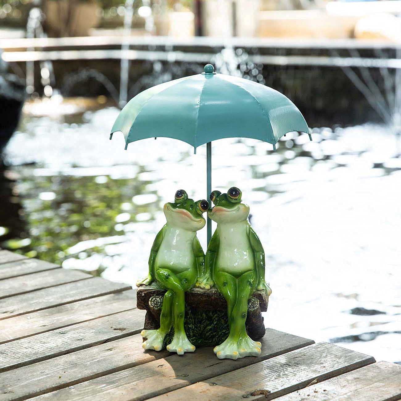 Frog Statue Garden - Resin Happy Couple Frogs on Bench Figurines ...