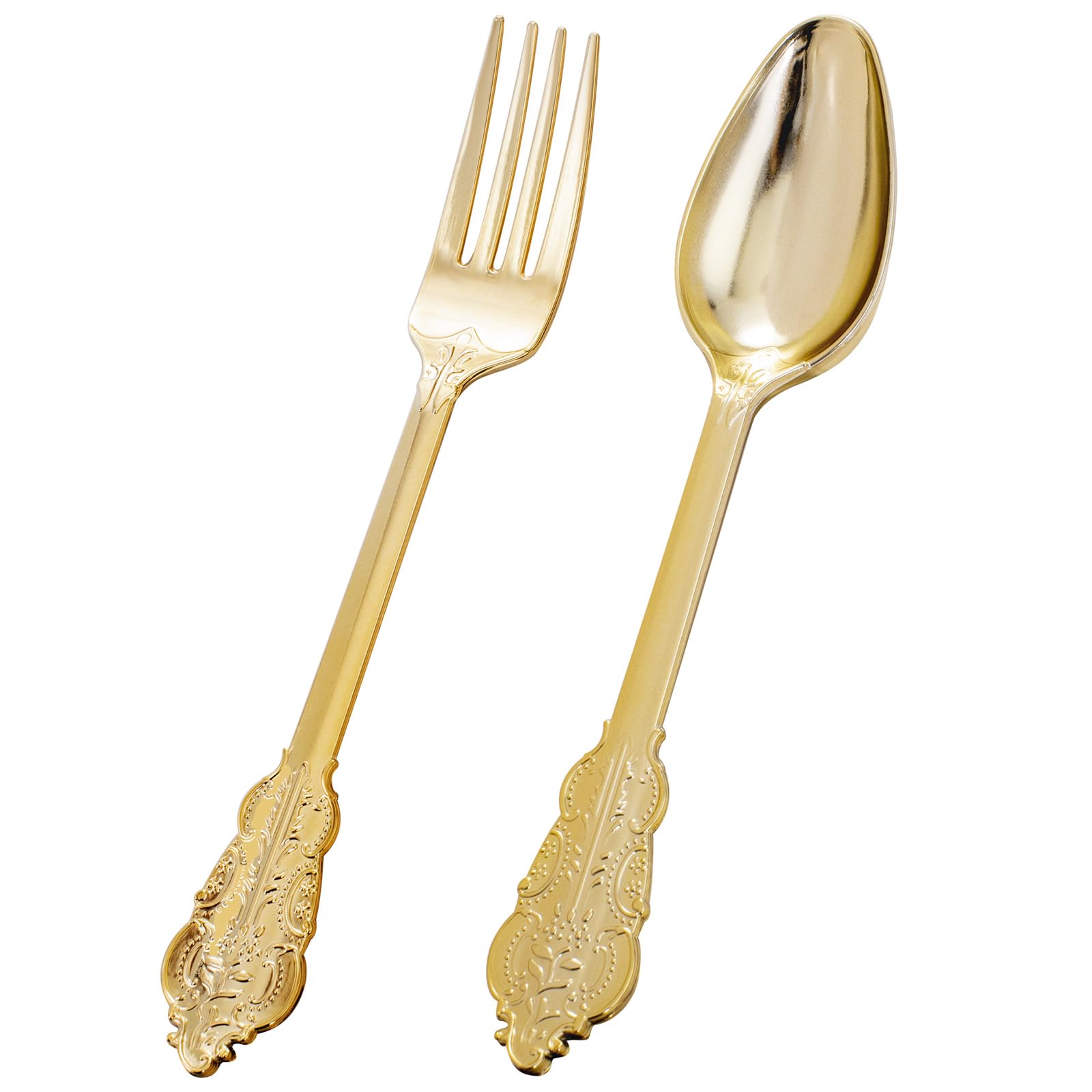 Amazon.com: BUCLA 200 Pieces Gold Plastic Silverware - Gold Plastic ...