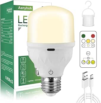 USB Rechargeable Light Bulb with Remote Control, 5W LED Battery Powered ...