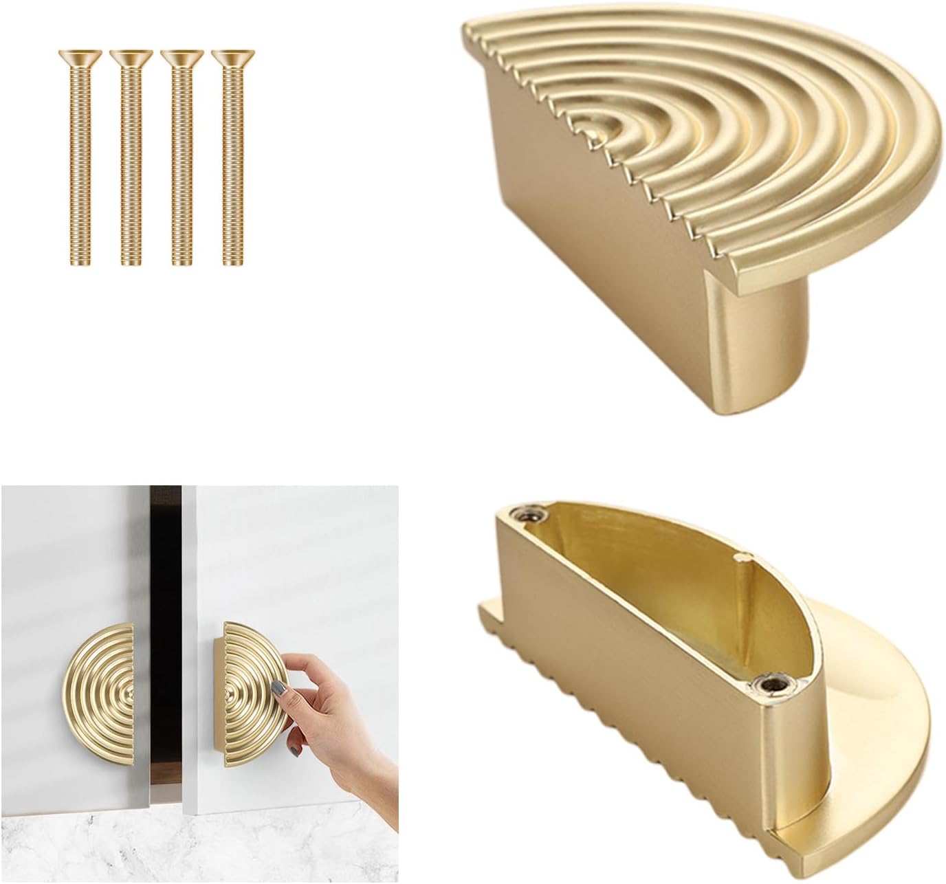 HIZEFSOO 1pair Half Moon Cabinet Pulls - Semicircle Pulls - Half Moon ...