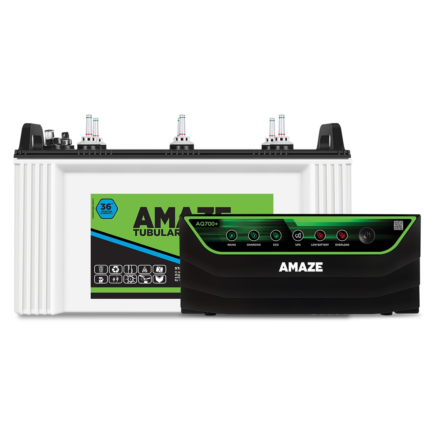 Amaze Inverter & Battery Combo (AQ700+ Square Wave 600VA/12V Inverter ...
