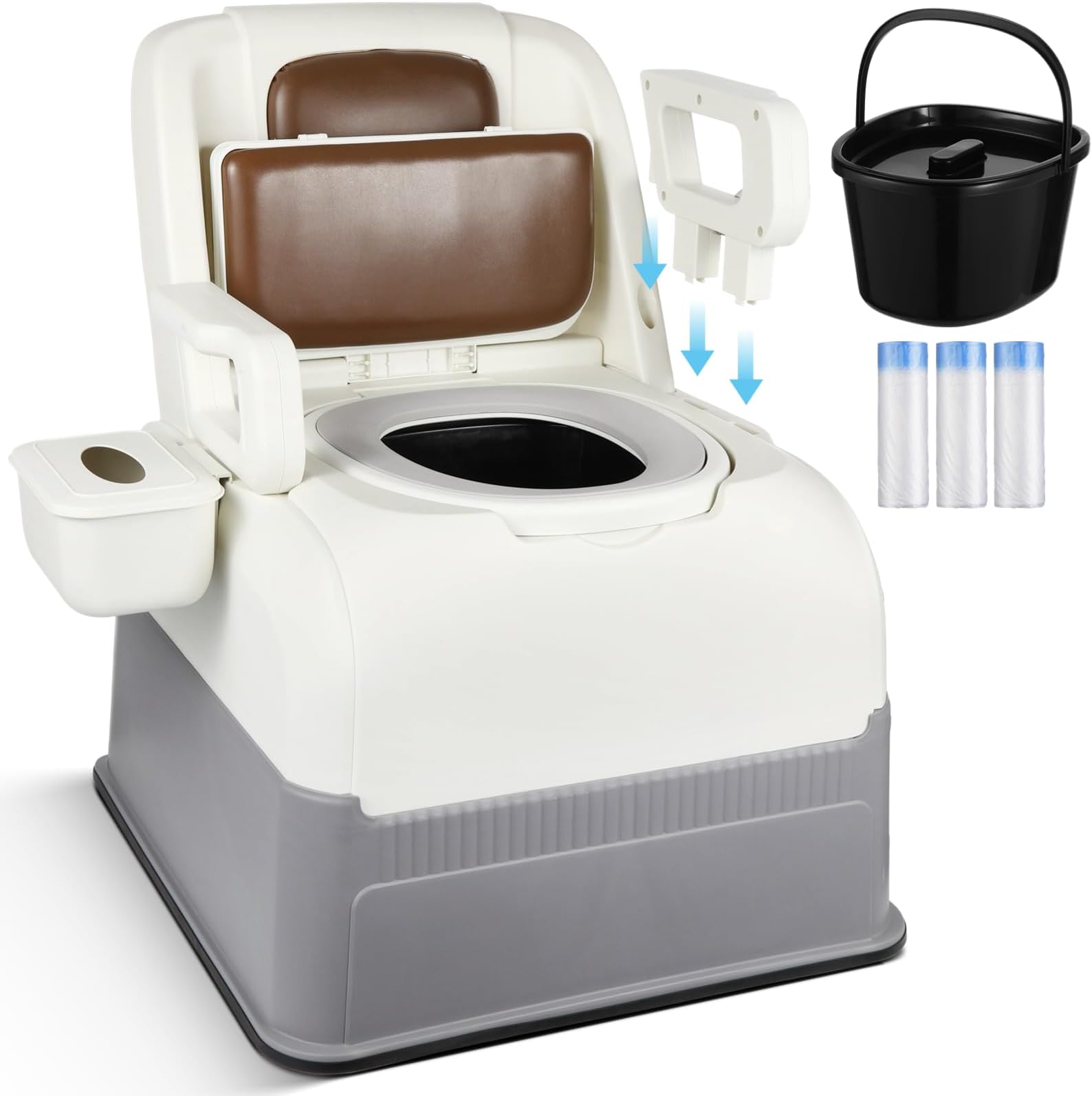 Amazon.com: VINGLI Upgraded Portable Toilet for Adults， Large Bedside ...
