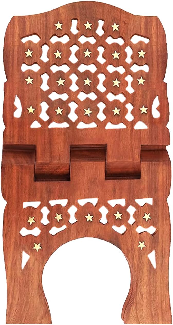 Woodiva Sheesham Wooden Hand Carved Holy Book Stand for Quran, Bible ...