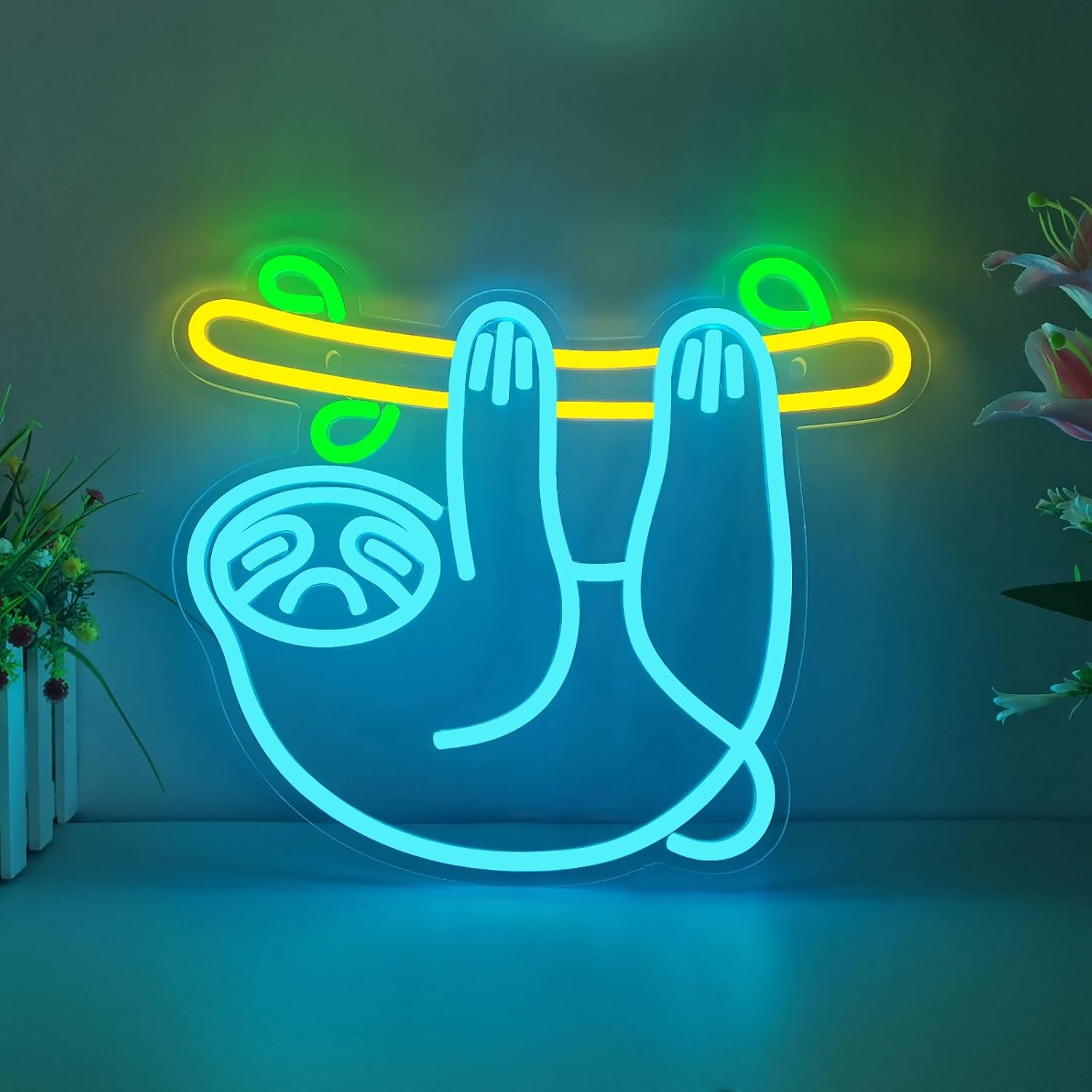 Cute Sloth Neon Sign for Wall Decor, Neon Light for Bedroom LED Light ...